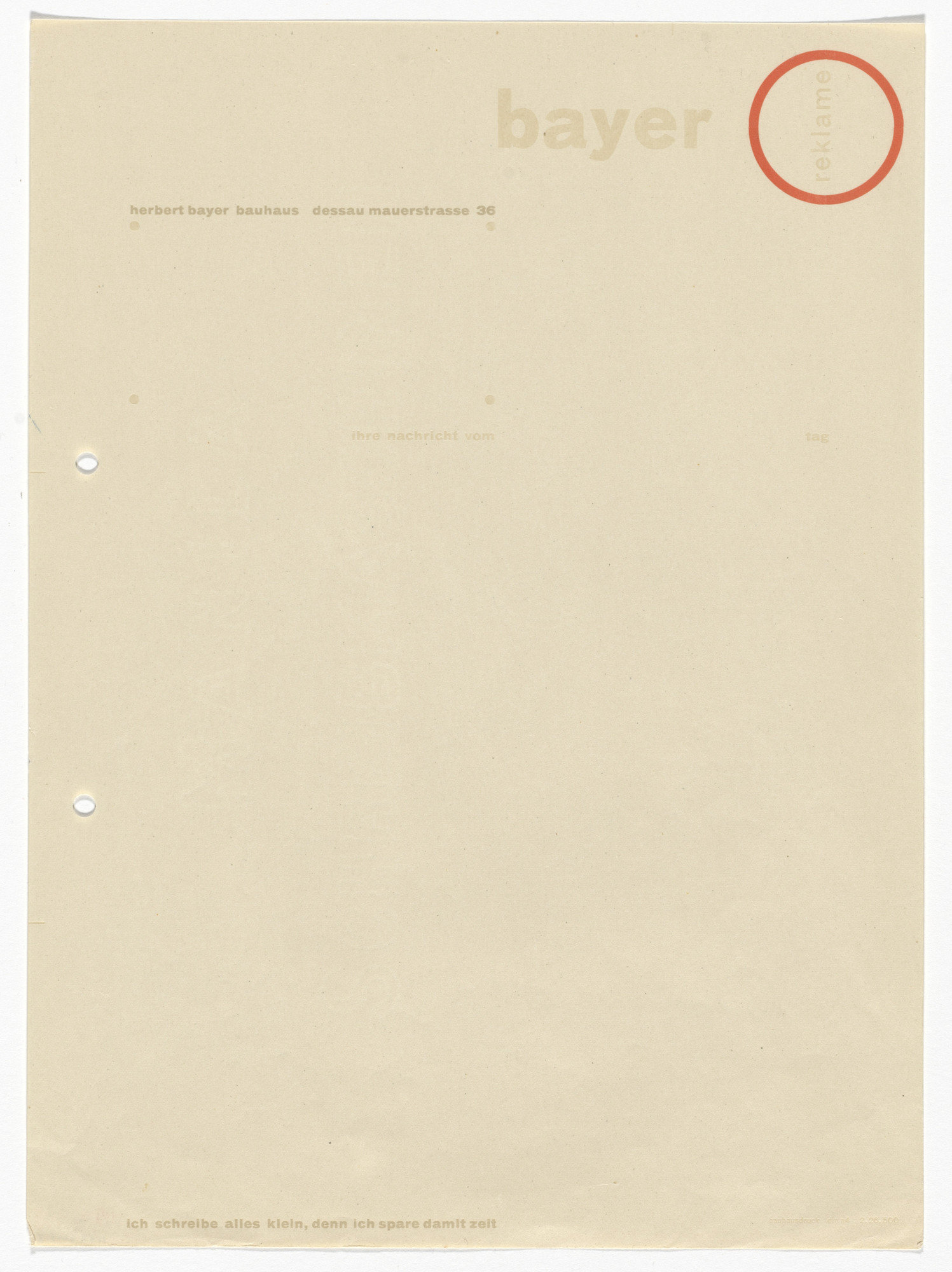 Herbert Bayer. Herbert Bayer letterhead. 1926 | MoMA