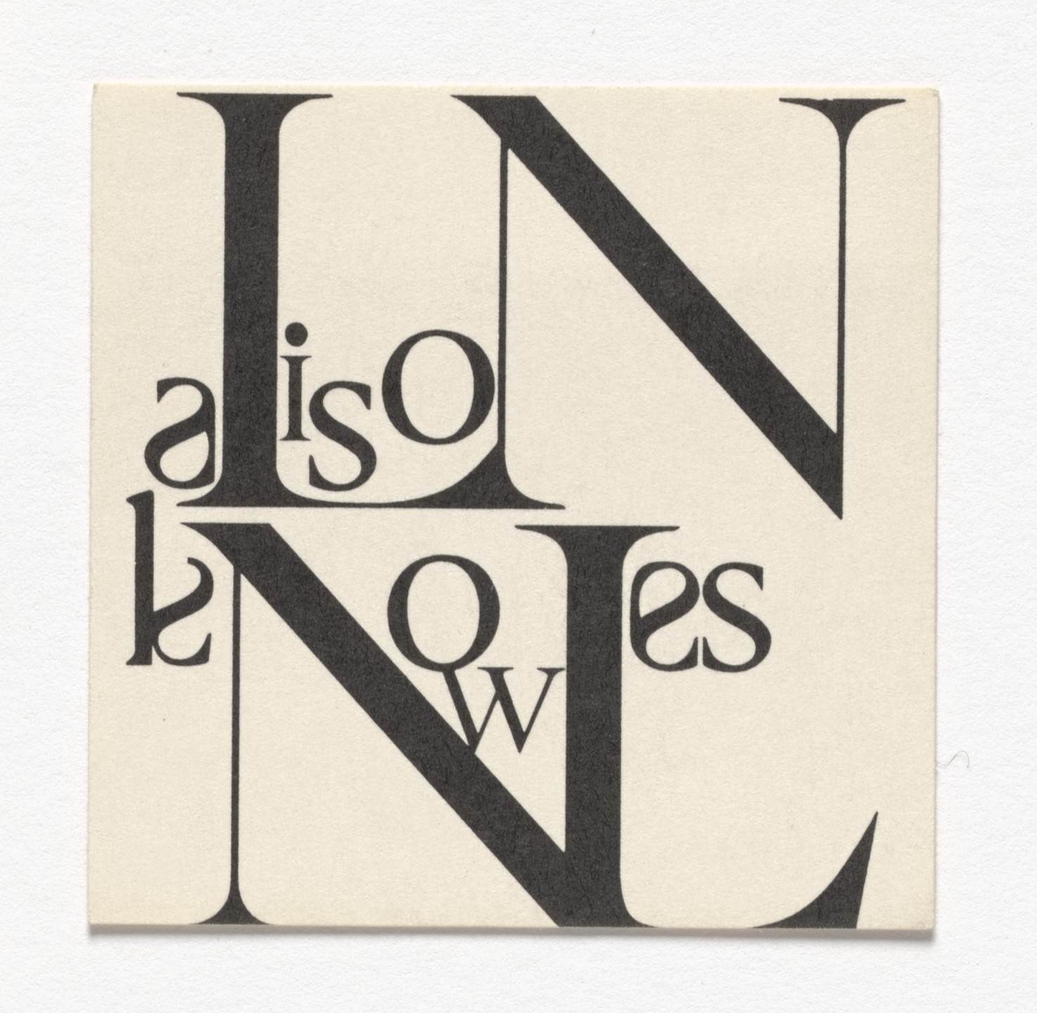 George Maciunas. Name card for Alison Knowles. c. 1964 | MoMA