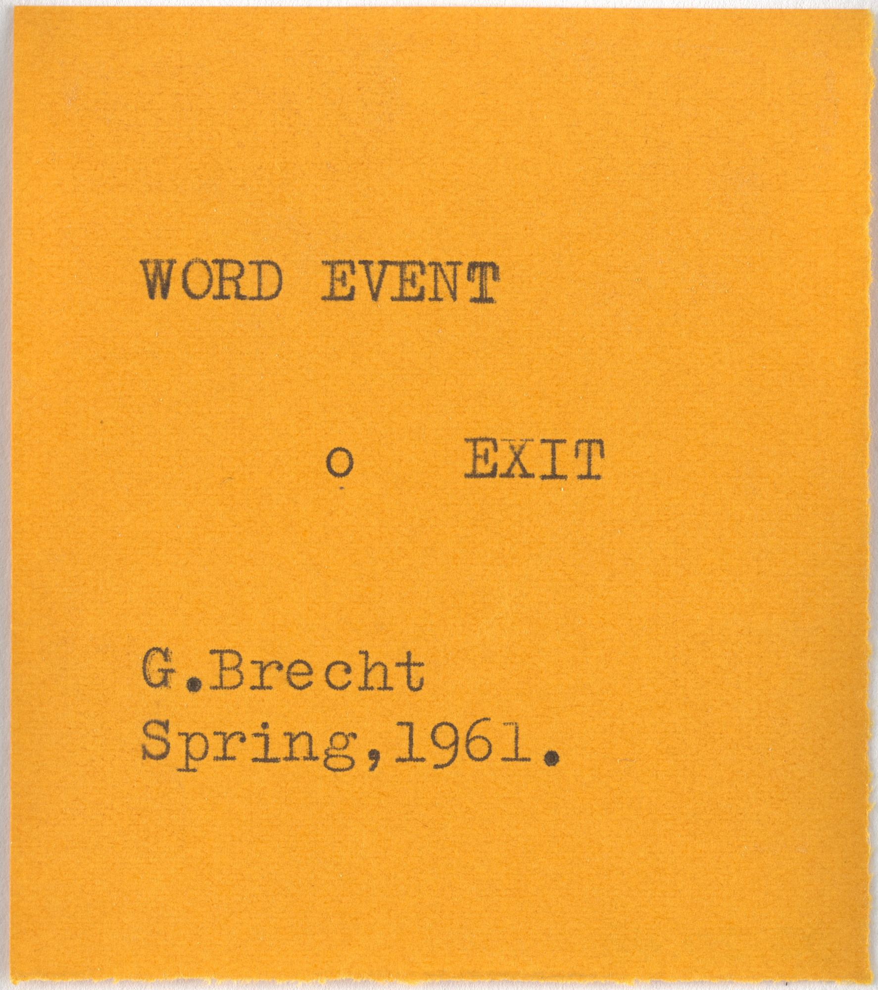 George Brecht. Word Event. c. 1961–62 | MoMA