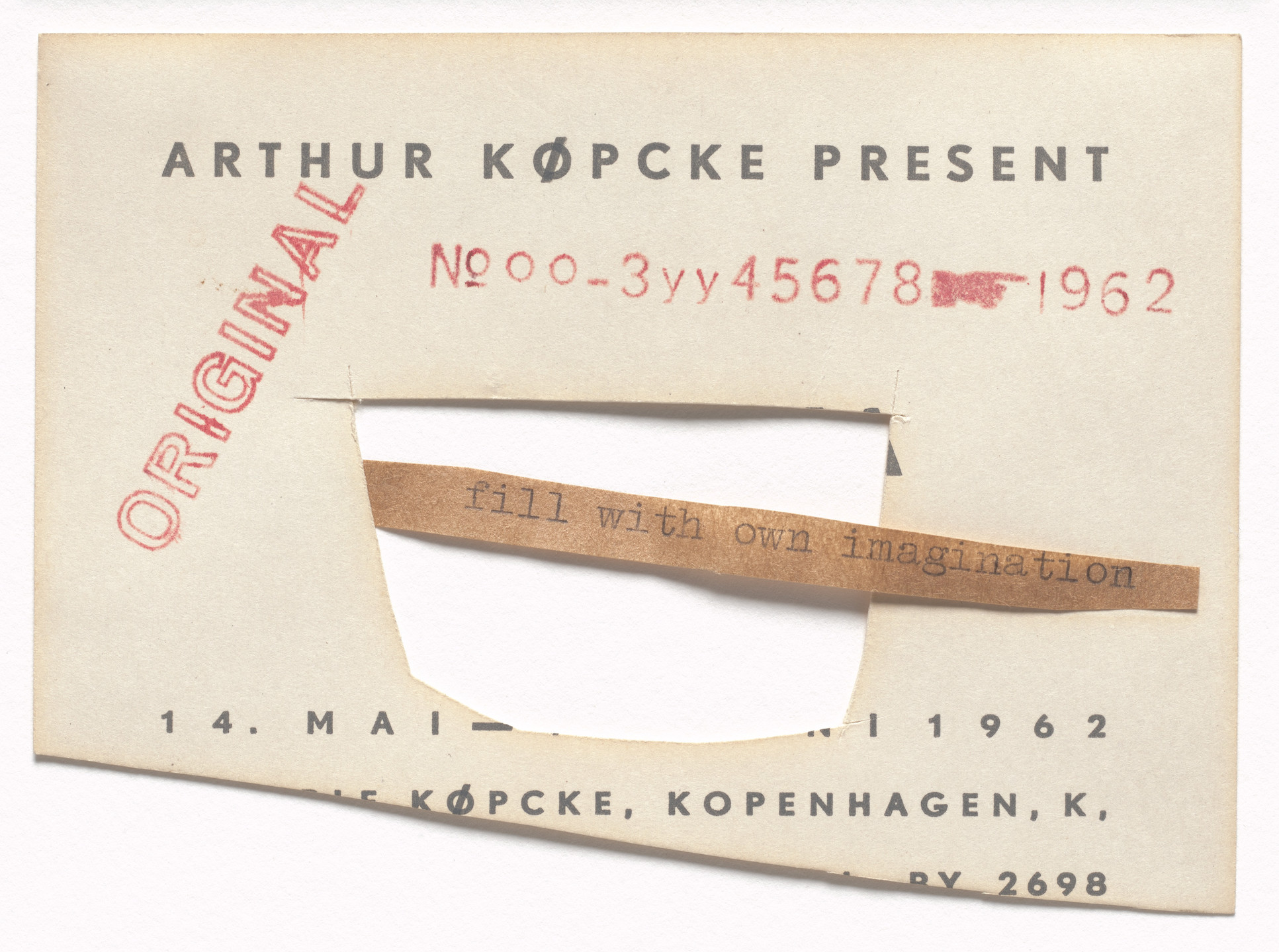 Arthur Köpcke. Reading Work Piece No. 10: fill with own imagination ...