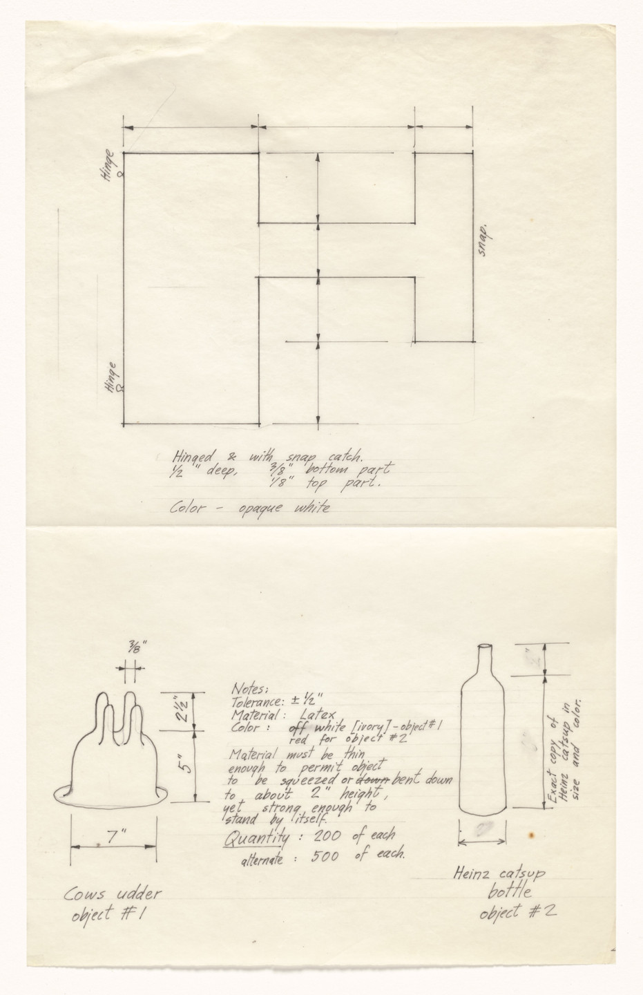 George Maciunas. Drawing for Claus Oldenberg's Rubber Udder, Heinz ...