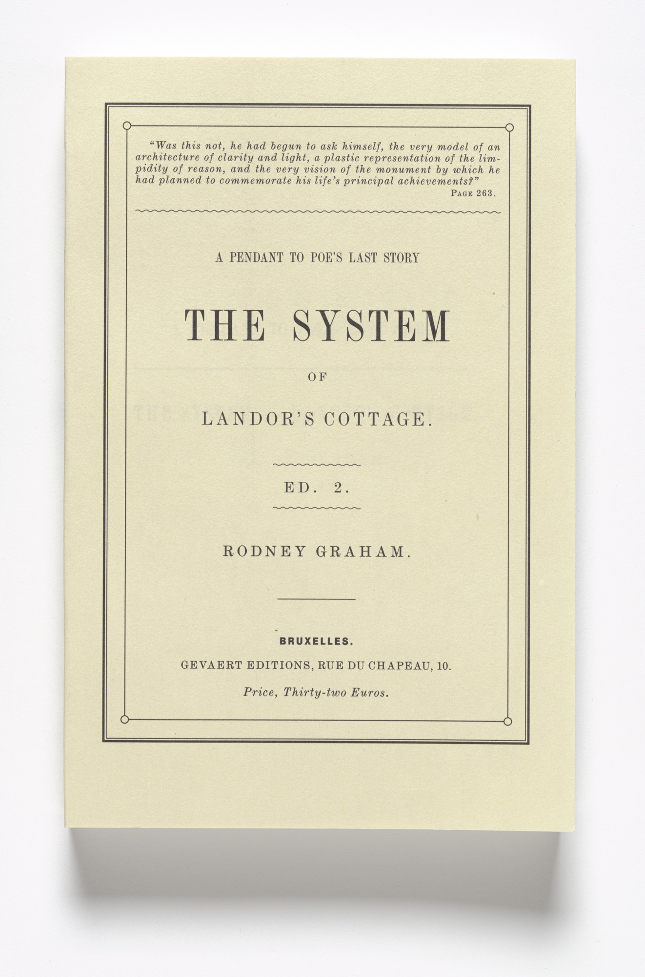 Rodney Graham. The System of Landor's Cottage. A Pendant to Poe's Last ...