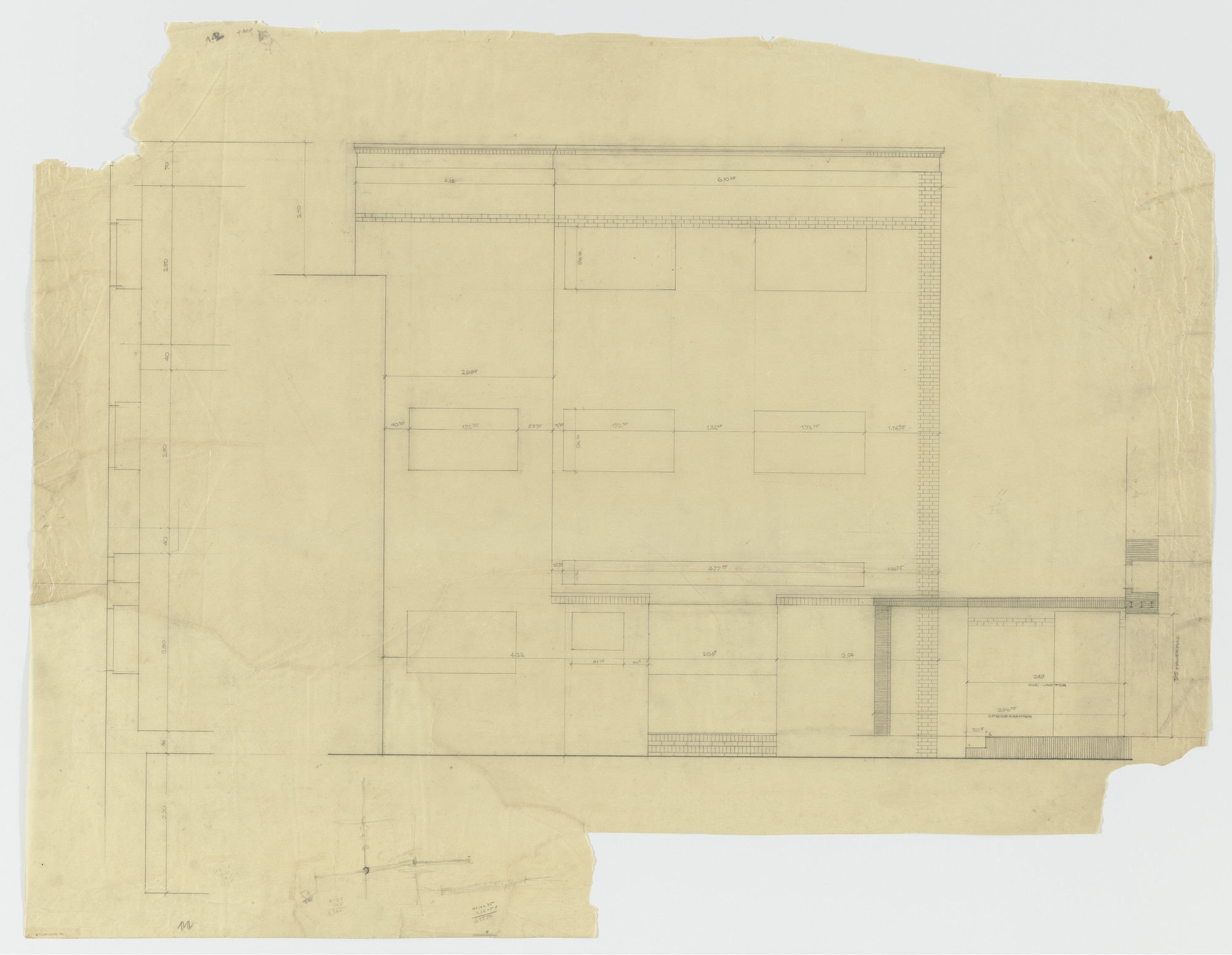 Ludwig Mies van der Rohe. Wolf House, Gubin, Poland (Elevation and plan ...