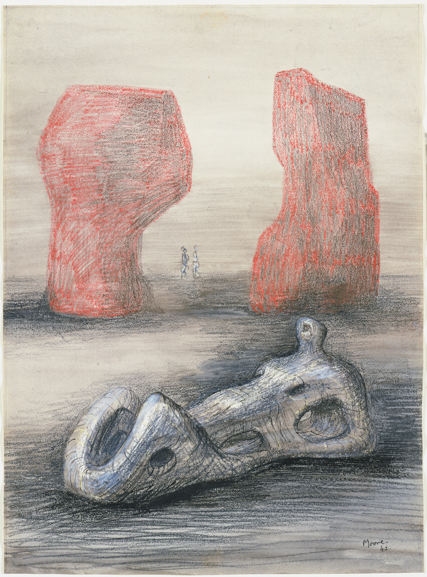 Henry Moore. Sculpture and Red Rocks. 1942 | MoMA
