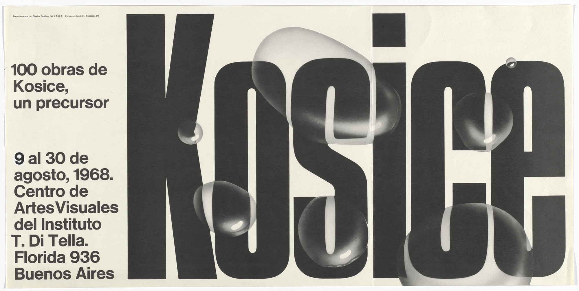 Gyula Kosice (Fernando Fallik). Poster for exhibition 100 obras de ...