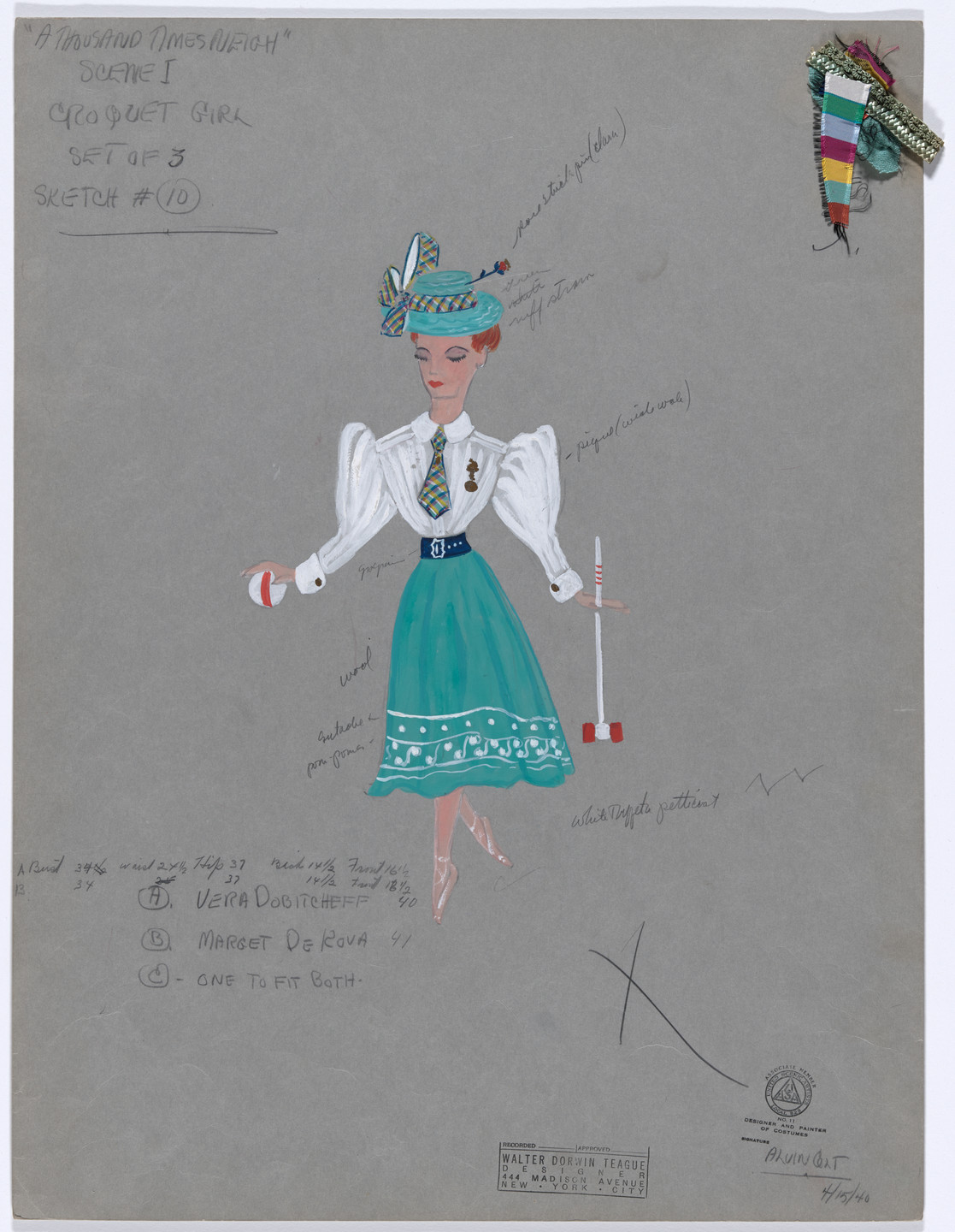 Alvin Colt. Croquet Girl. Costume design for the ballet A Thousand ...