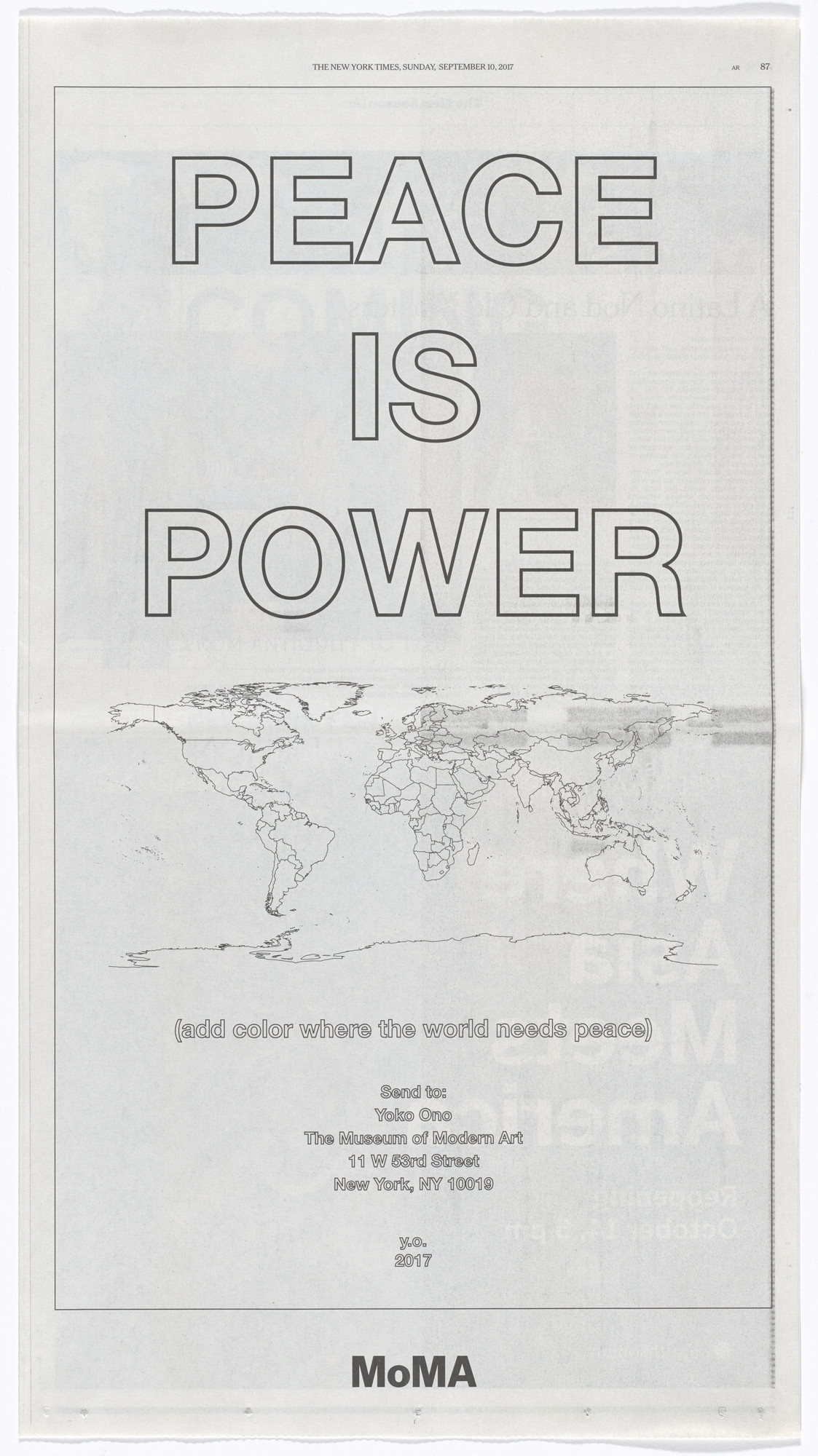 Yoko Ono. Power of Peace. 2017 | MoMA