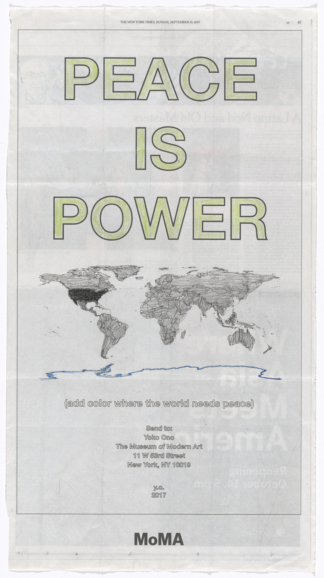 Yoko Ono. Power of Peace. 2017 | MoMA