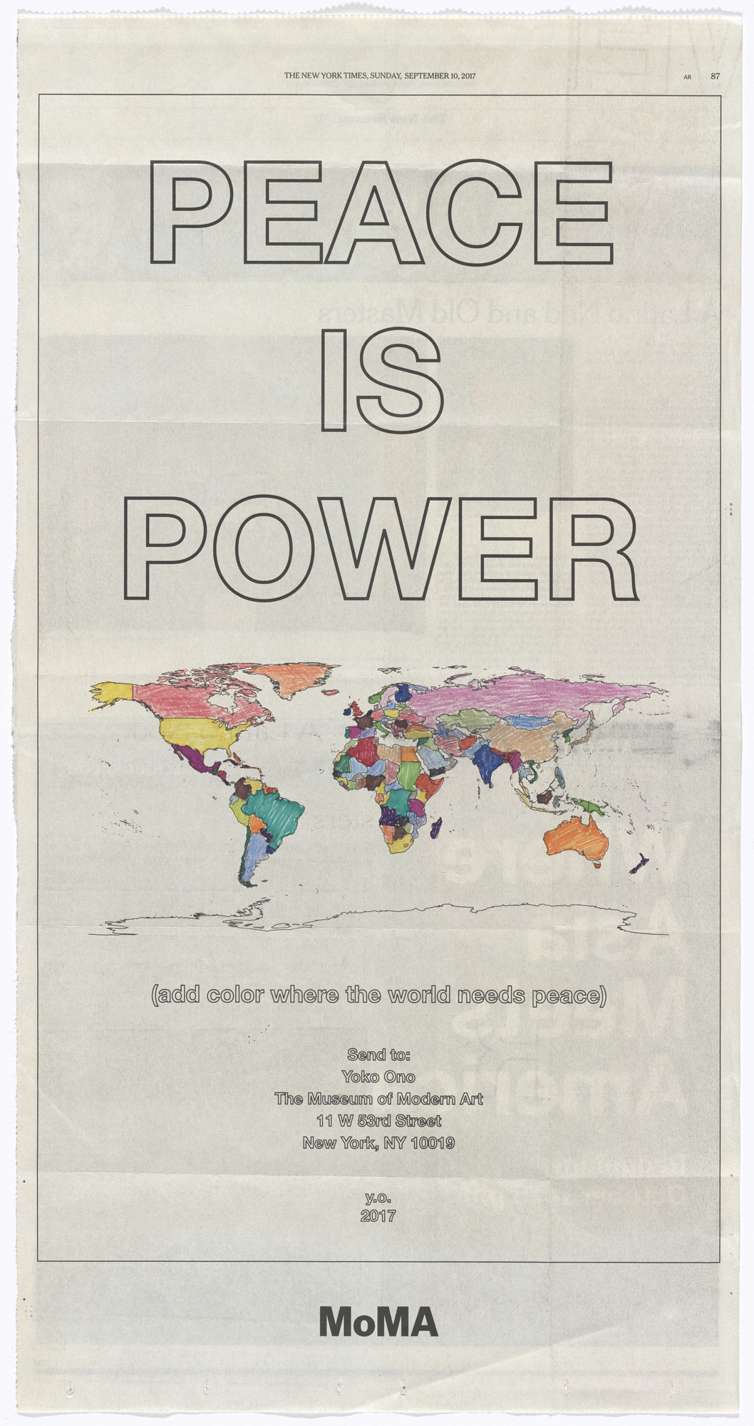 Yoko Ono. Power of Peace. 2017 | MoMA