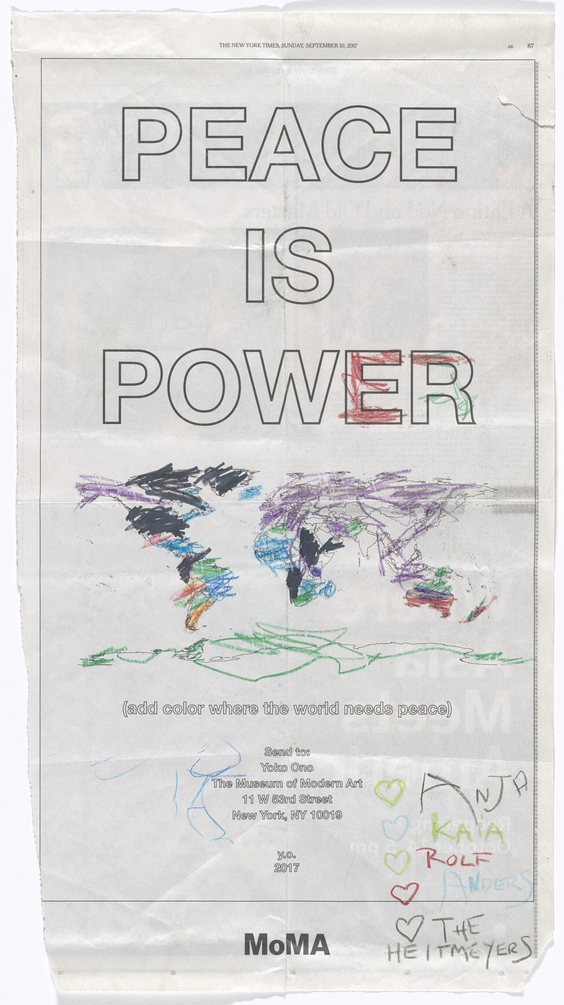 Yoko Ono. Power of Peace. 2017 | MoMA