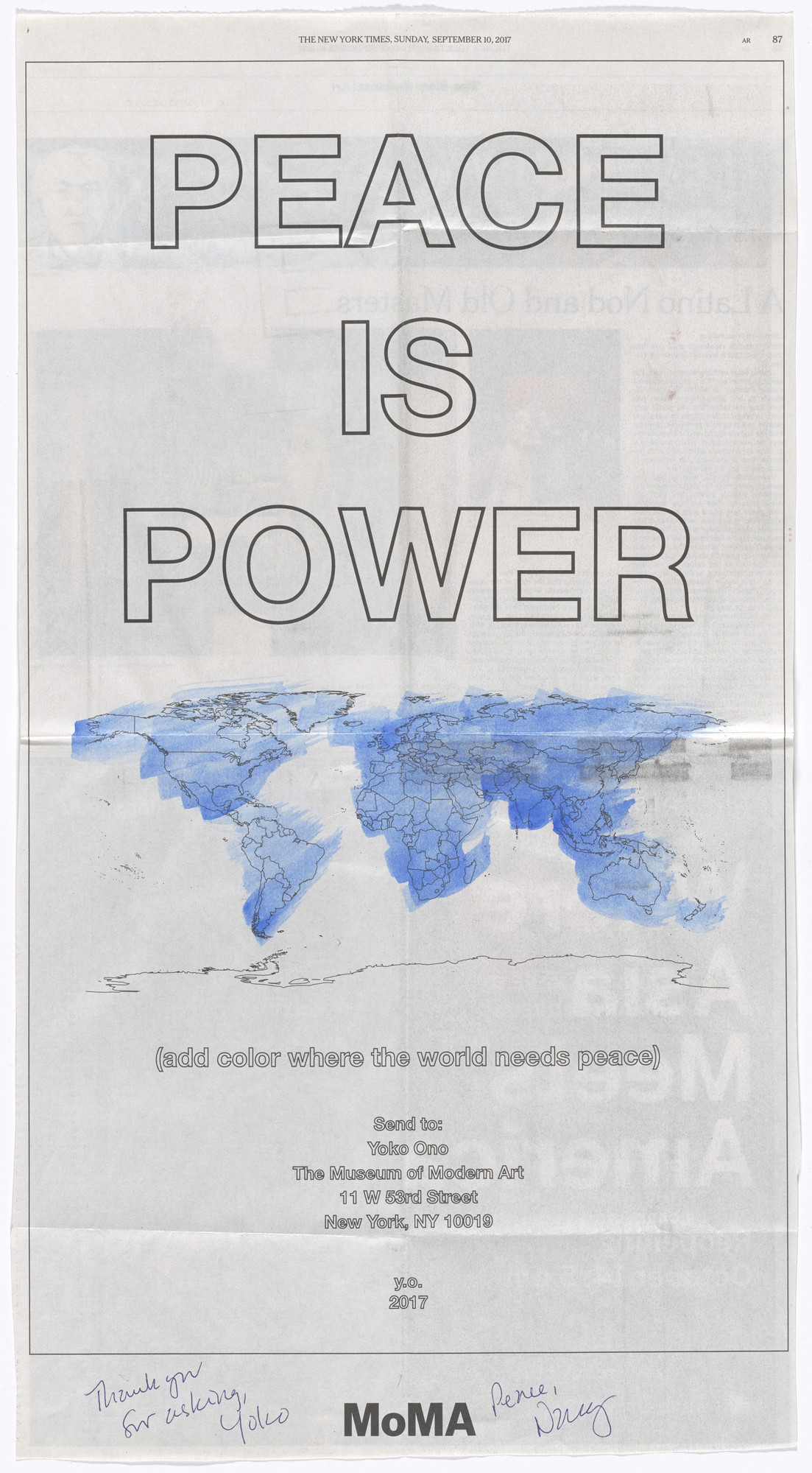Yoko Ono. Power of Peace. 2017 | MoMA