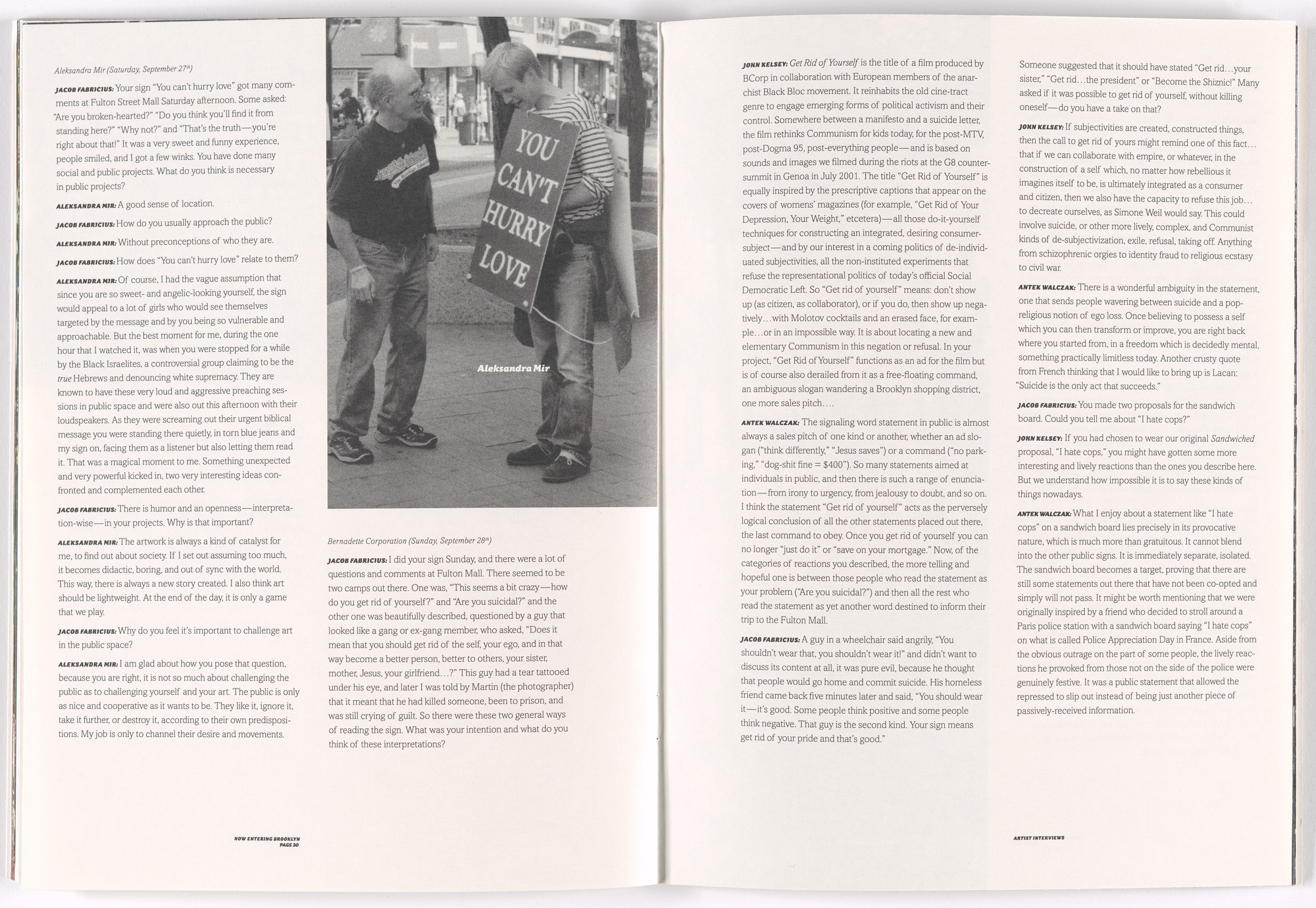 Aleksandra Mir. You Can't Hurry Love, part of Sandwiched (in New York ...