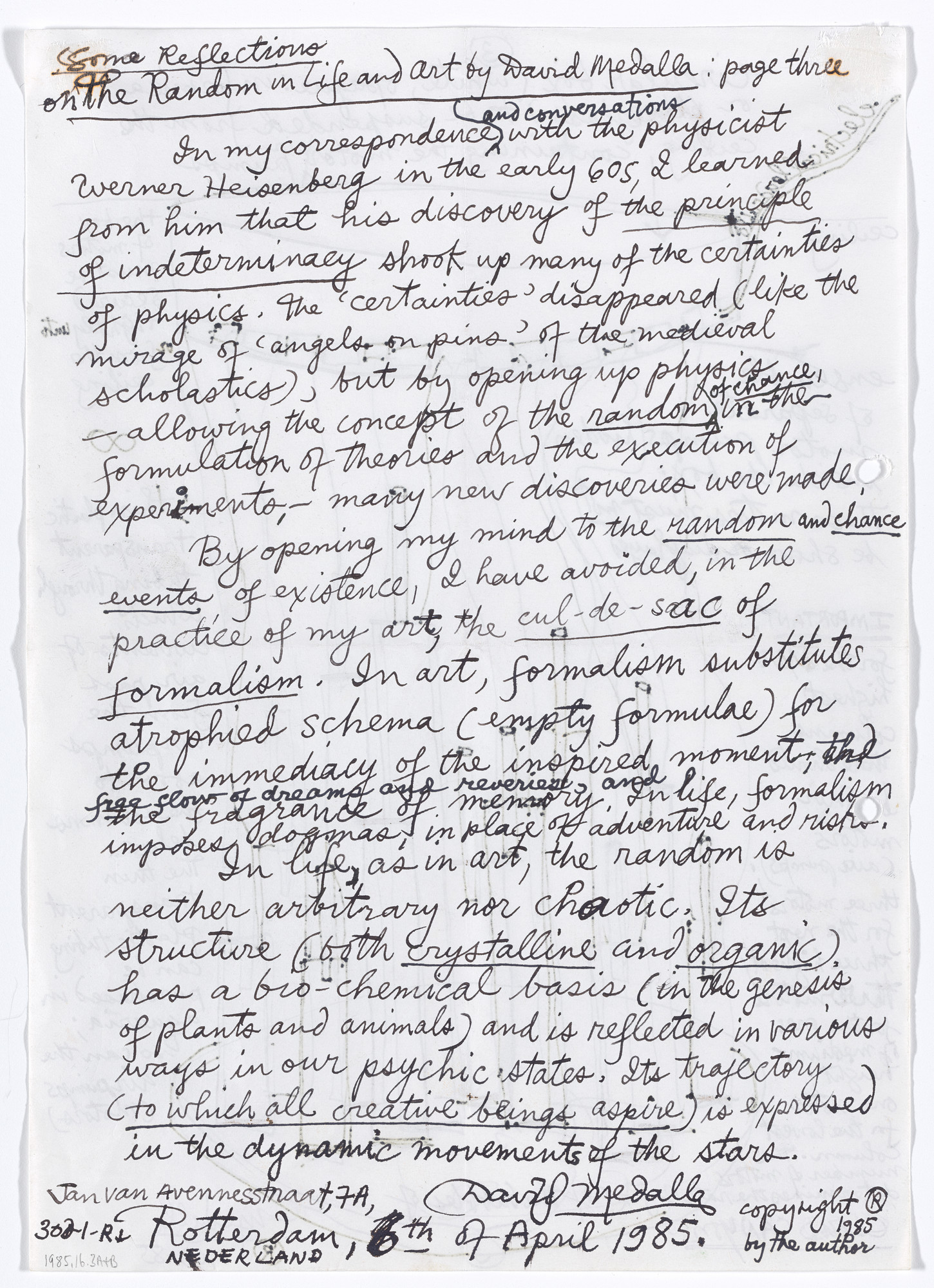 David Medalla. Cloud Canyons and Some Reflections on the Random in Life ...