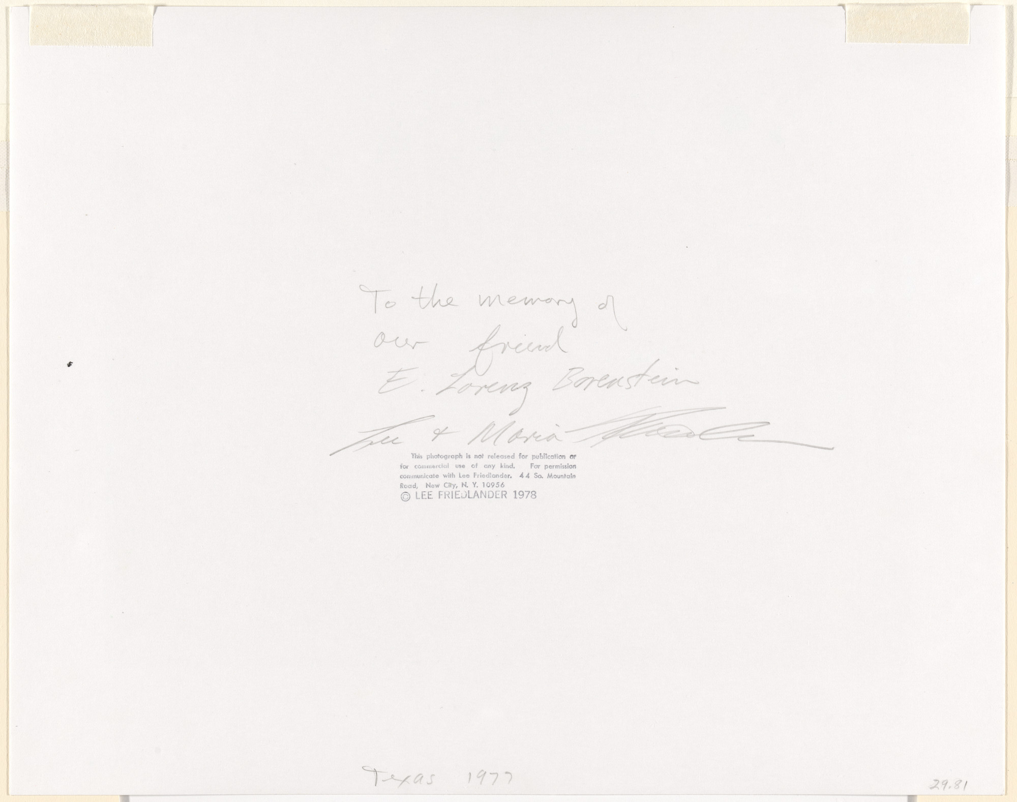 Lee Friedlander. Texas. 1977 | MoMA