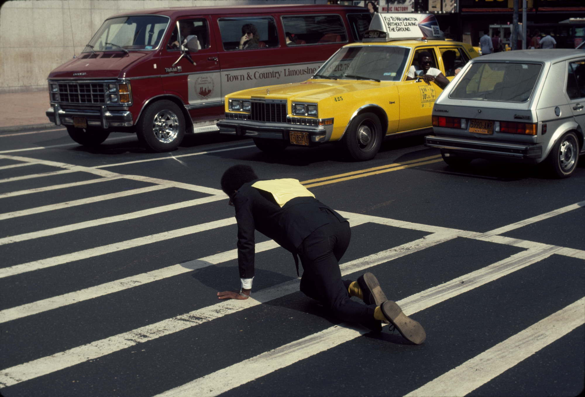 Pope.L. Times Square Crawl a.k.a. Meditation Square Piece. 1978 | MoMA