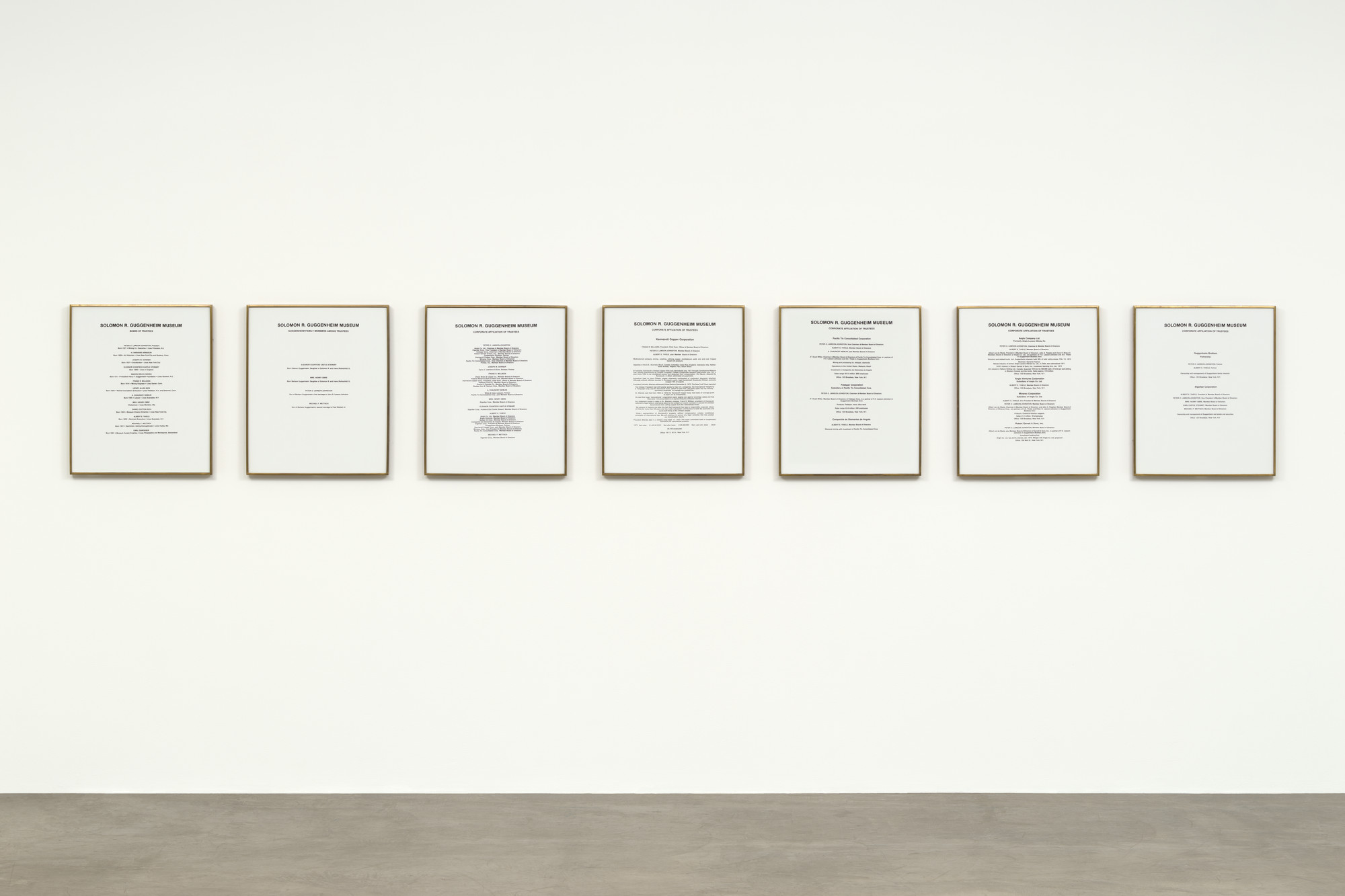 Hans Haacke. Solomon R. Guggenheim Museum Board of Trustees. 1974 | MoMA