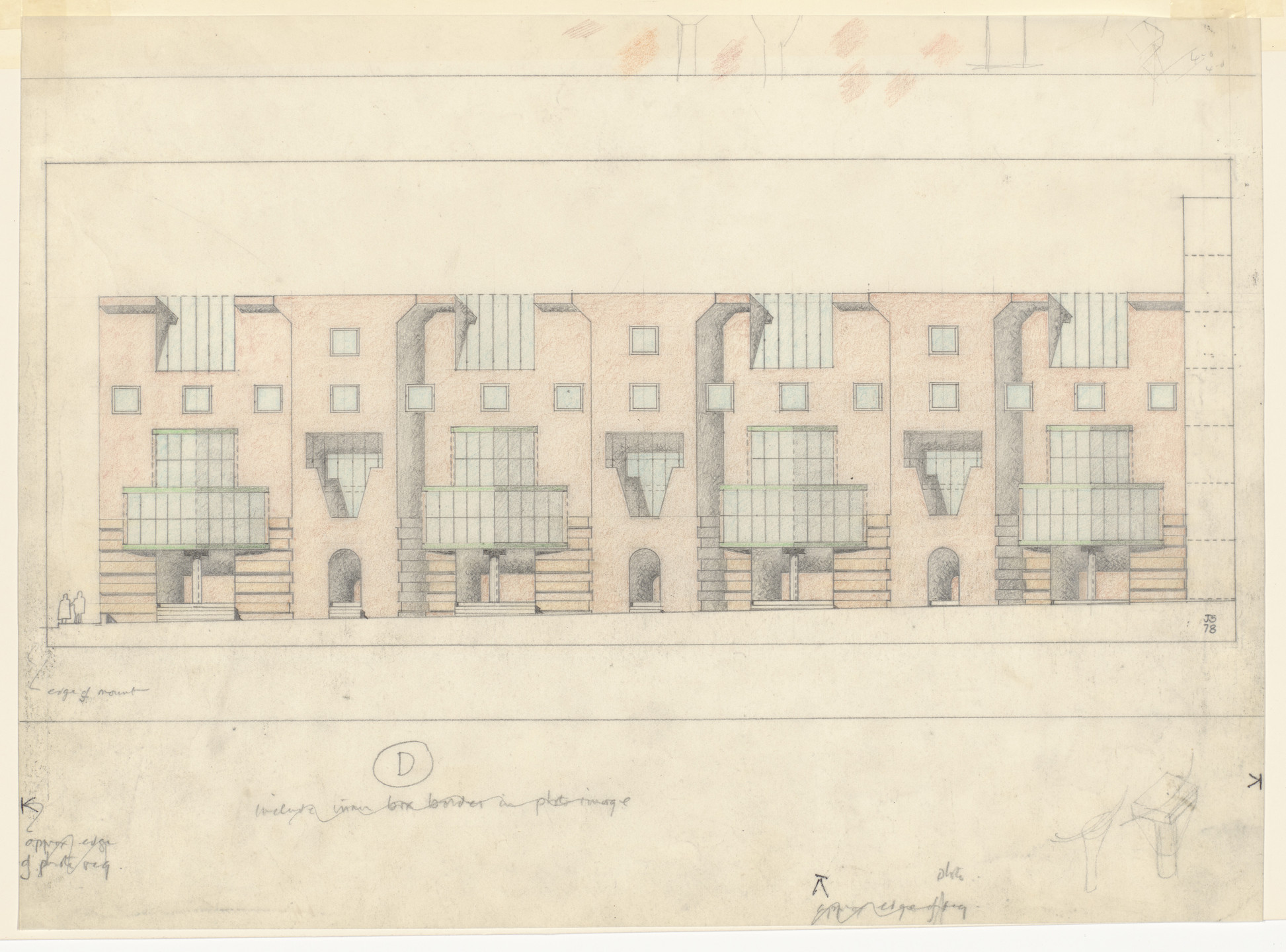 James Stirling. Townhouses project, New York, NY (Elevation). 1978 | MoMA