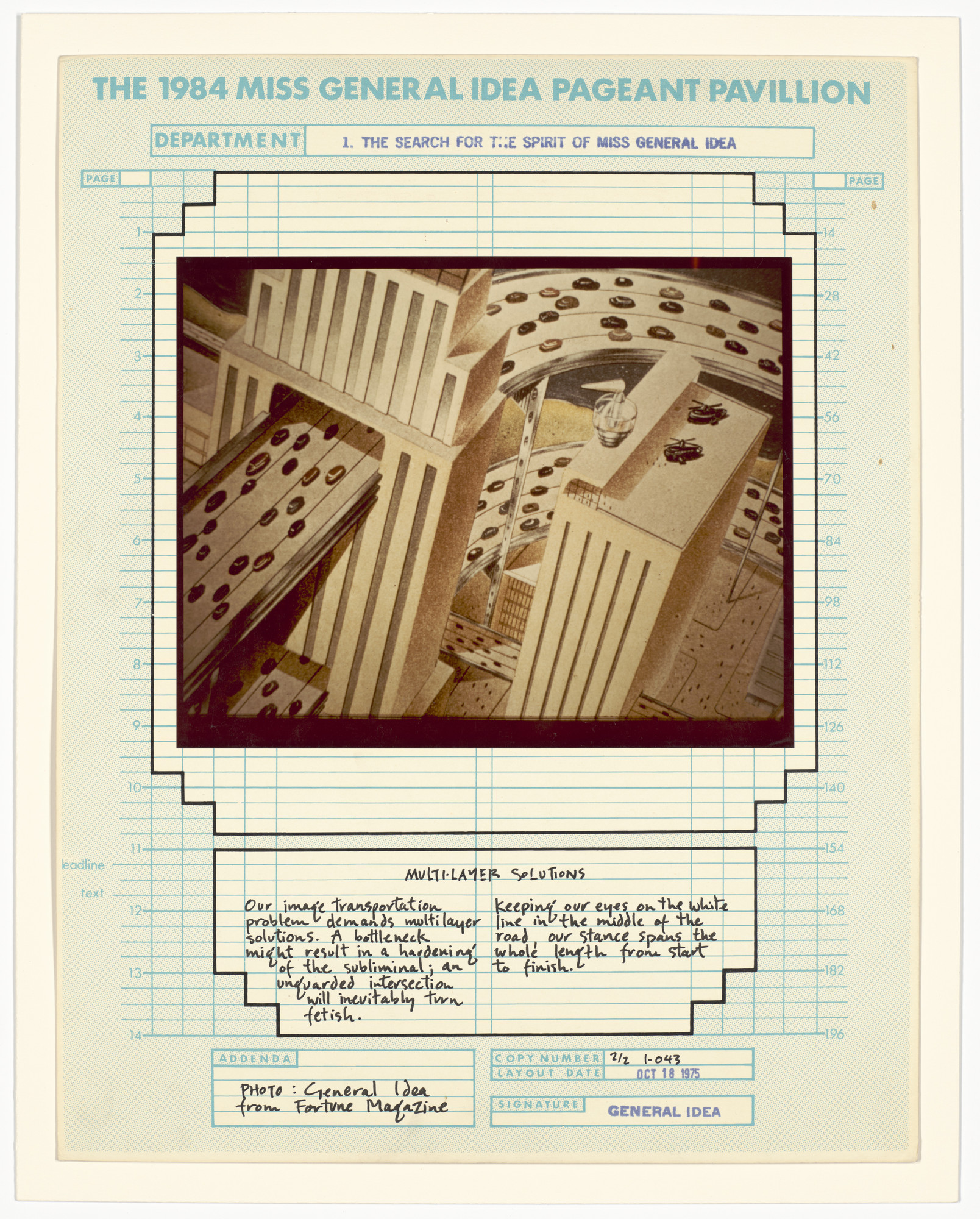 General Idea. 1. The Search for the Spirit of Miss General Idea: Multi ...