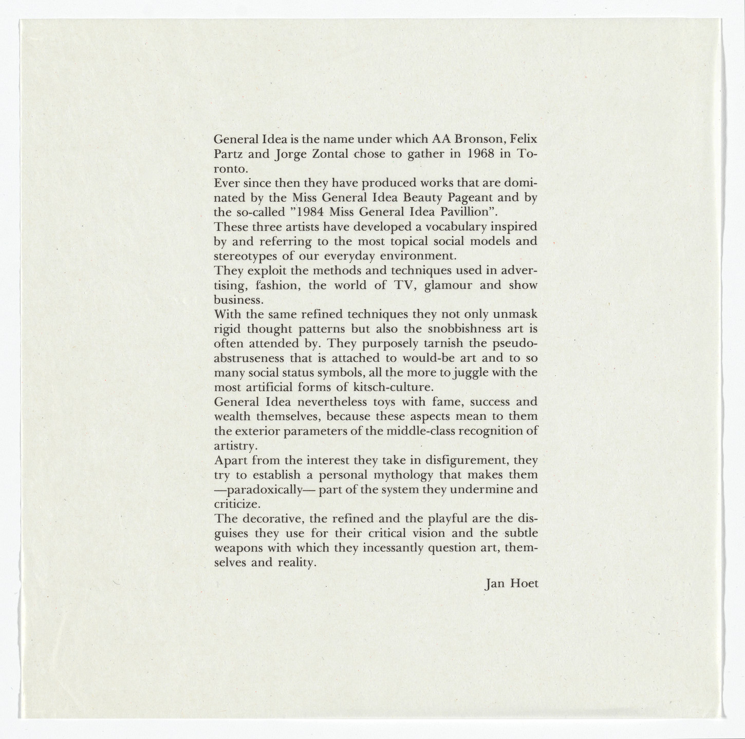 General Idea. General Idea (Ghent Scarf). 1984 | MoMA