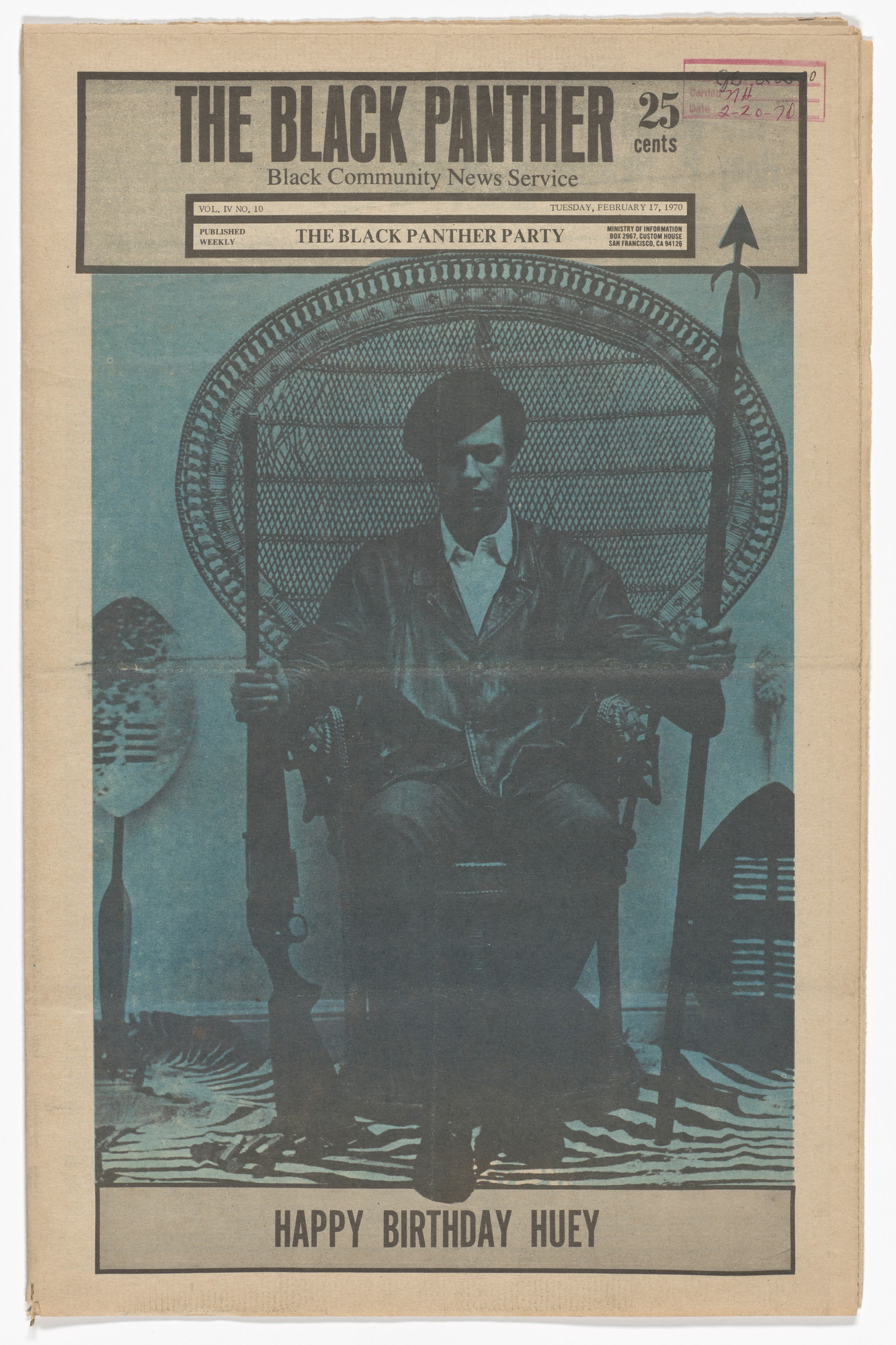 Emory Douglas. The Black Panther Newspaper, vol. 4, no.10 (Happy ...
