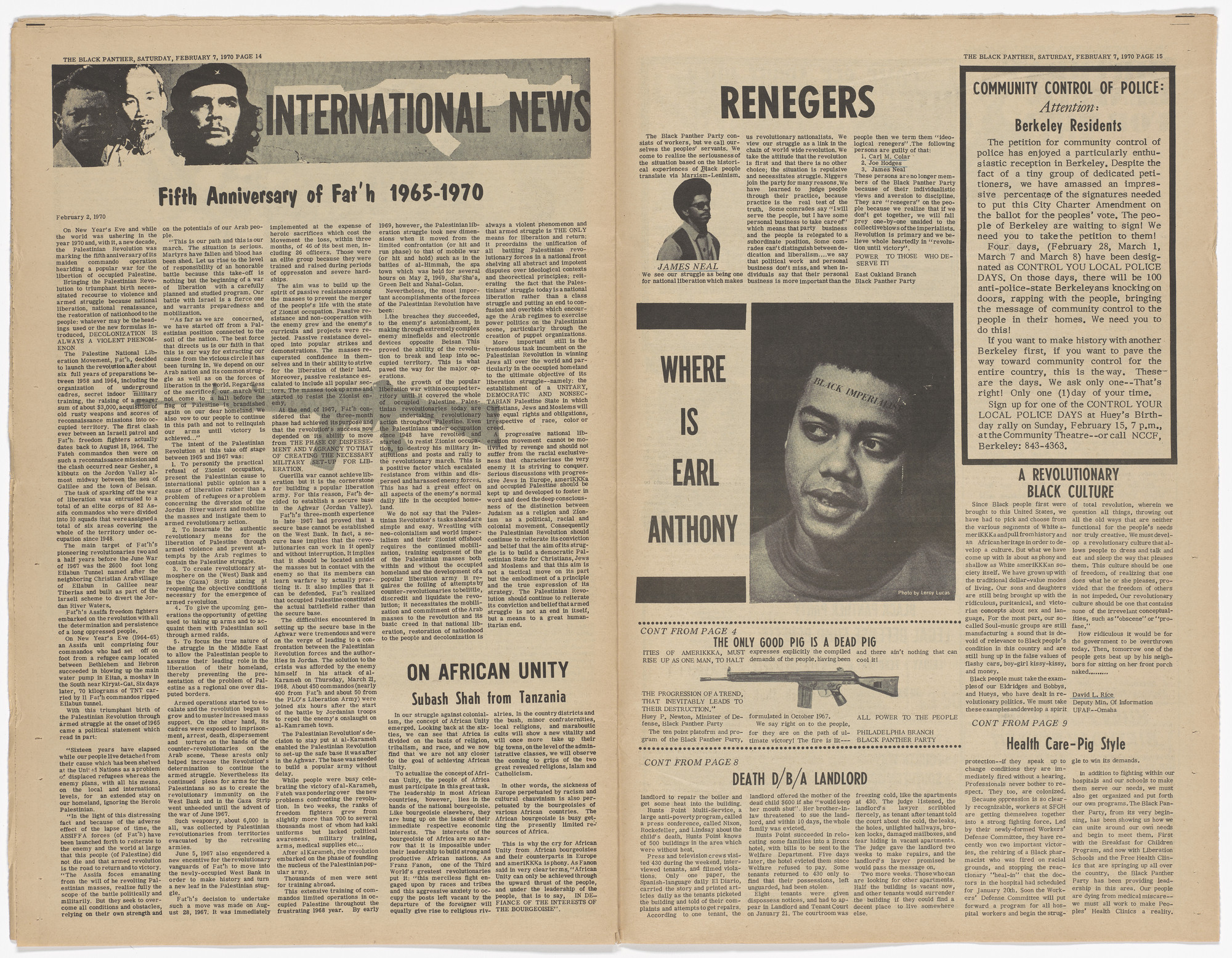 Emory Douglas. The Black Panther Newspaper, vol. 4, no. 9 (Judge ...