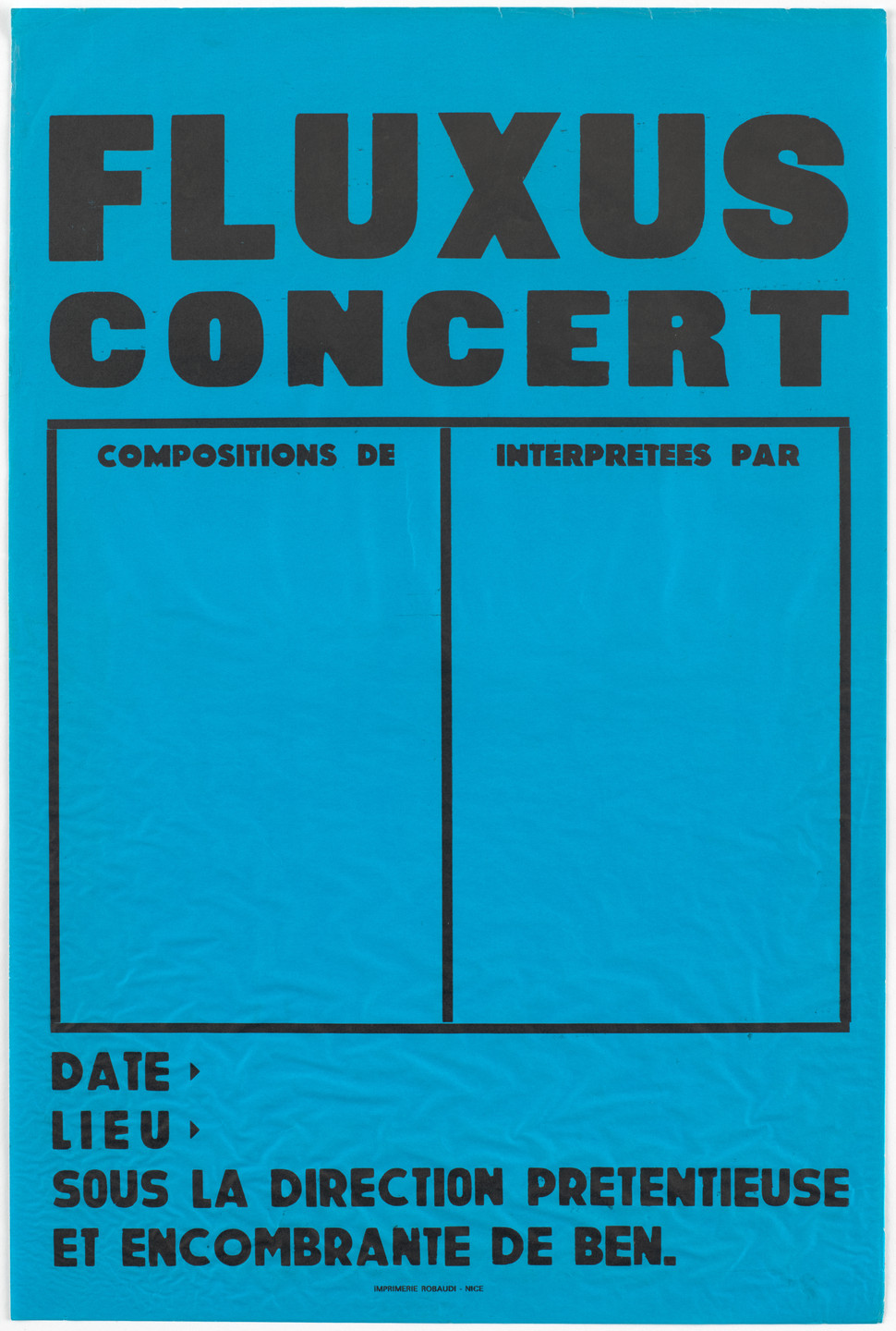 Ben Vautier. Unused poster for Fluxus Concert. c. 1964 | MoMA