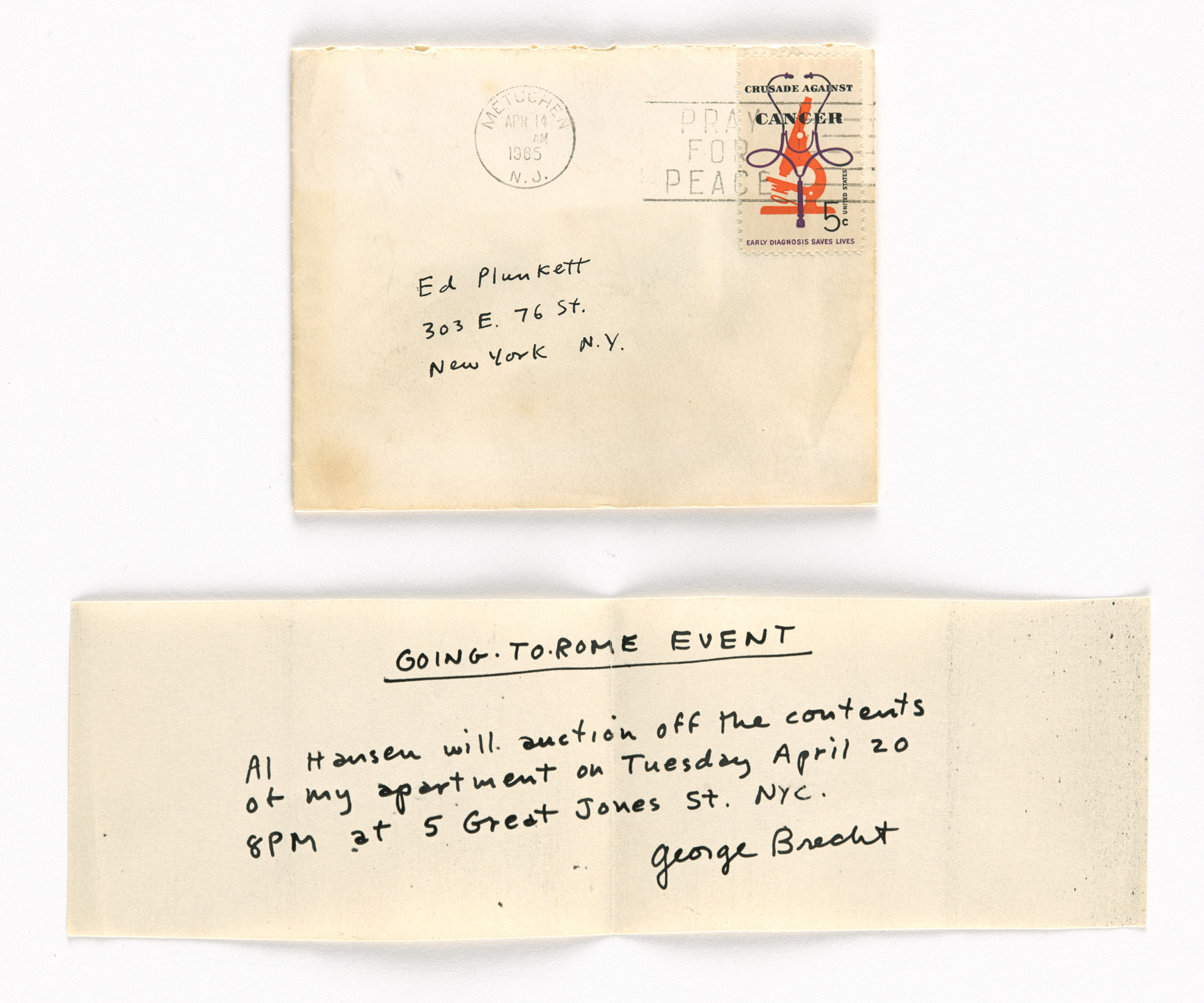 George Brecht. Going to Rome Event. 1965 | MoMA