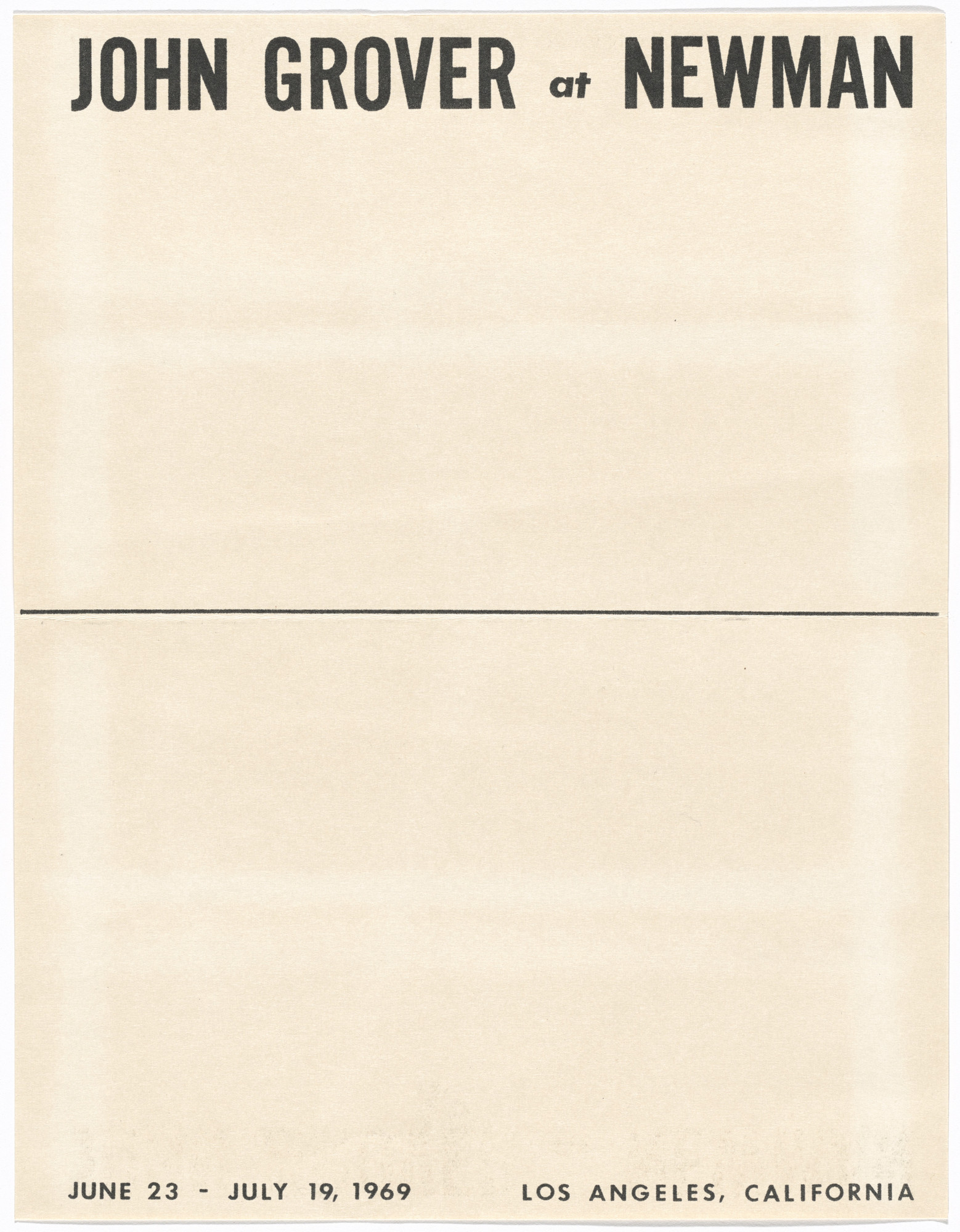 William Leavitt, Bas Jan Ader. Announcement for John Grover at Newman ...