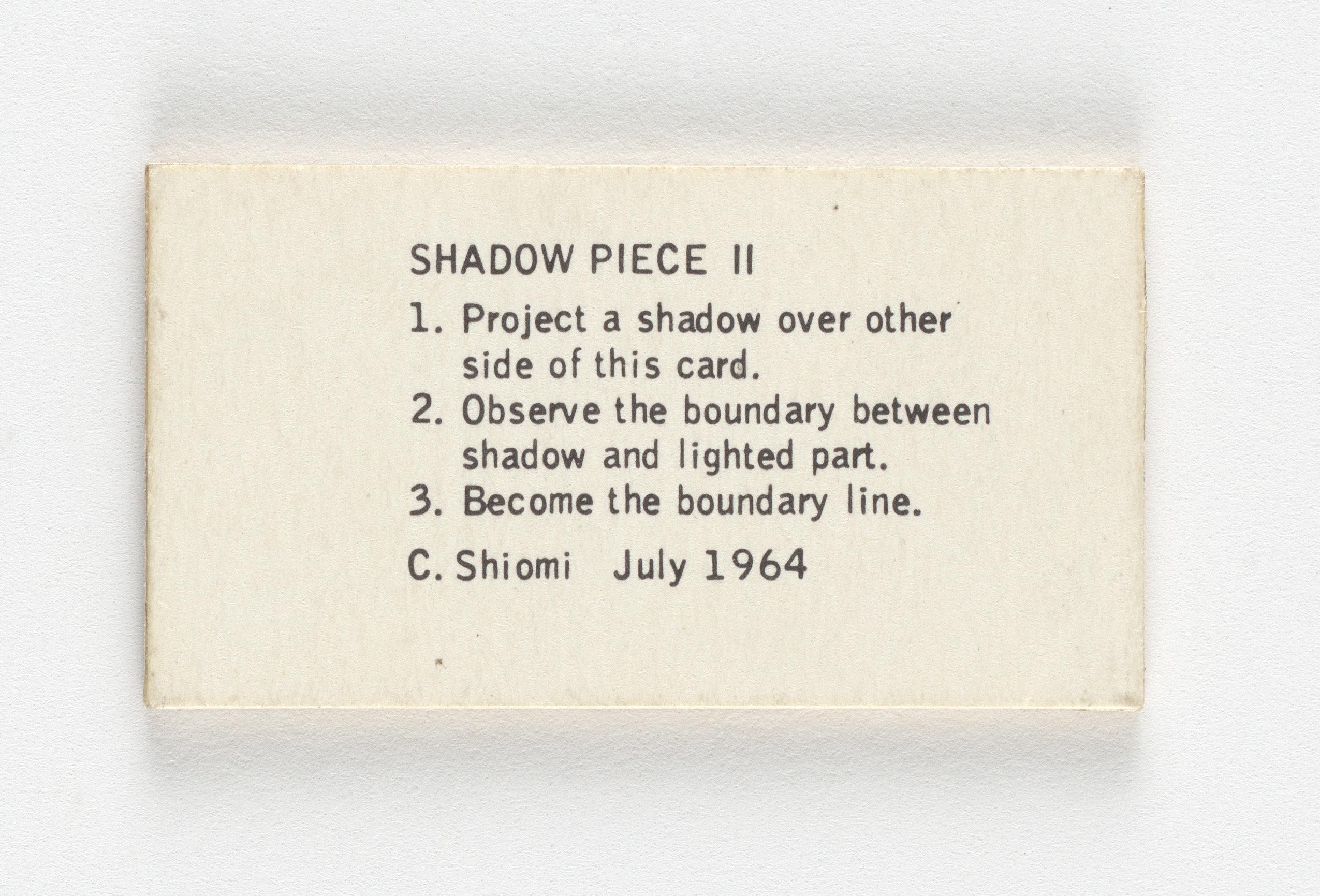 Mieko Shiomi. Shadow Piece II. 1964 | MoMA
