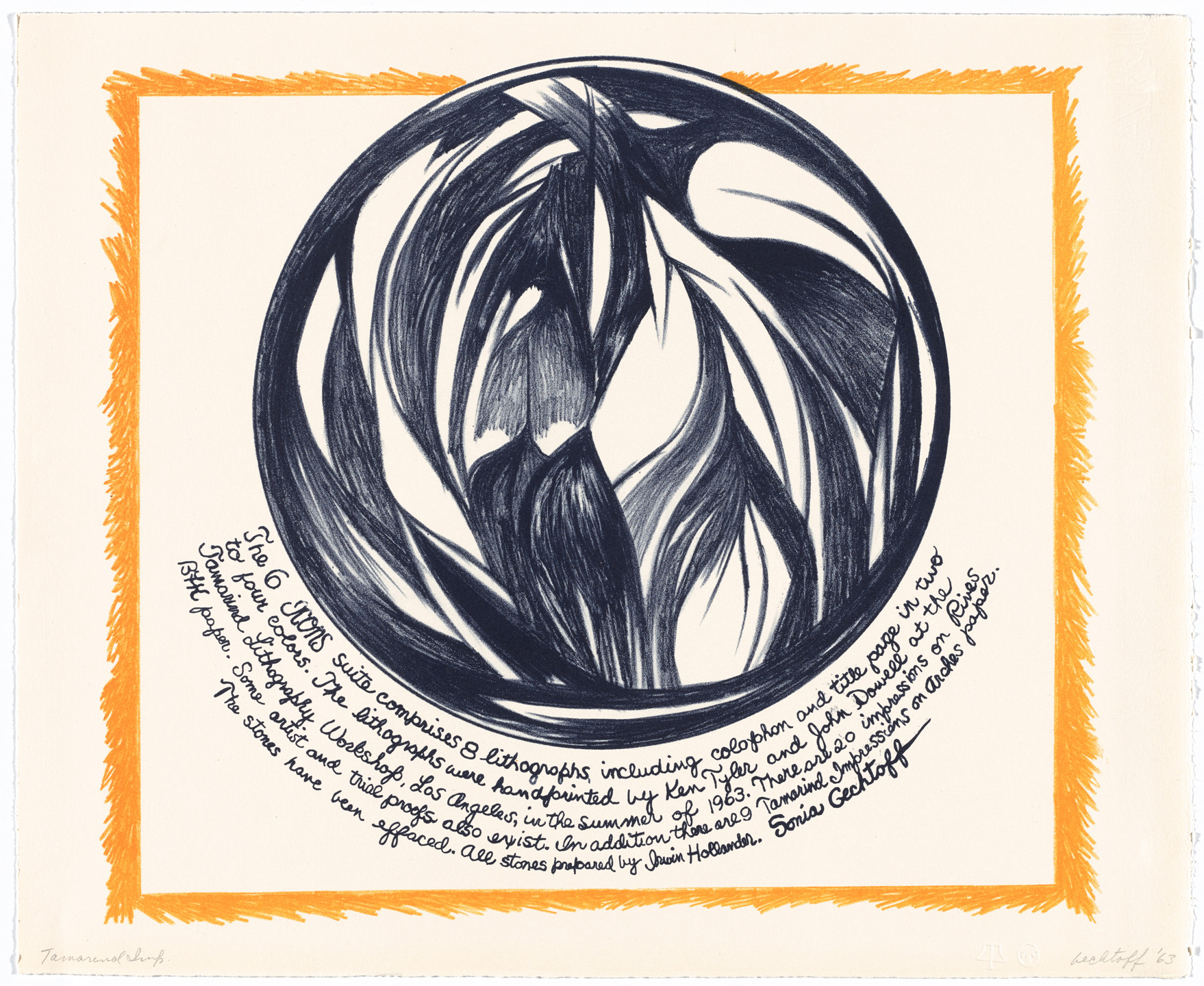 Sonia Gechtoff. Colophon page from 6 Icons. 1963 | MoMA