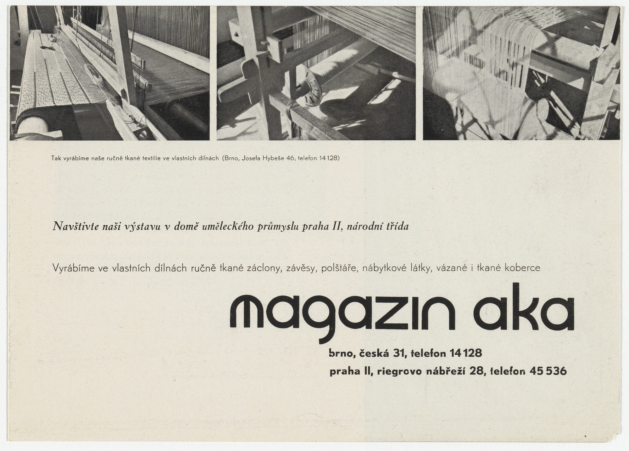 František Kalivoda. Magazin AKA (Advertisement for a Czech industrial ...