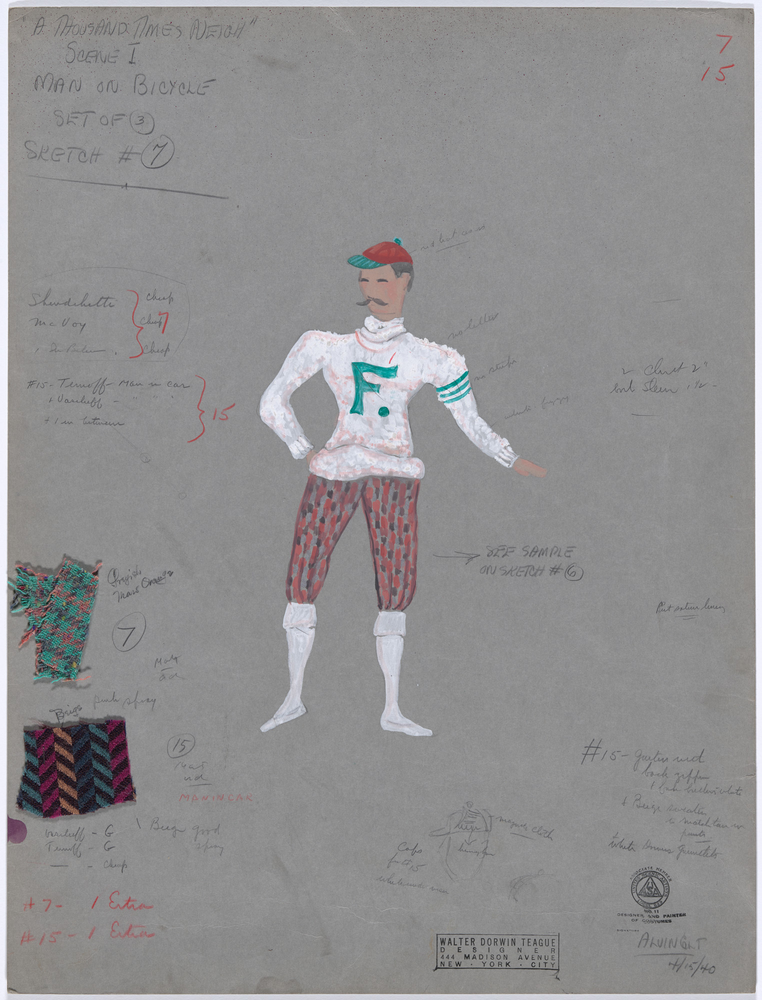 Alvin Colt. Man on Bicycle. Costume design for the ballet A Thousand ...