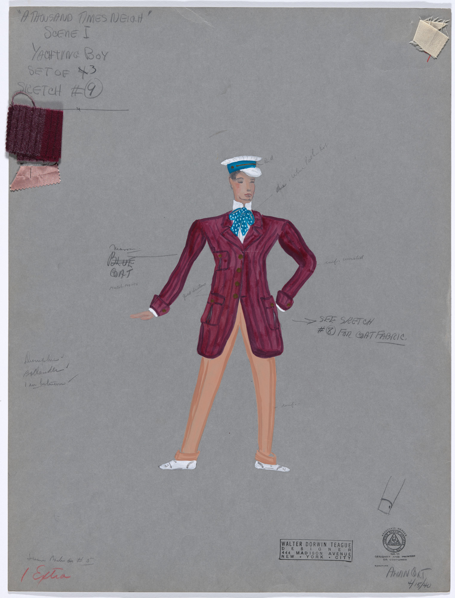 Alvin Colt. Yachting Boy. Costume design for the ballet A Thousand ...