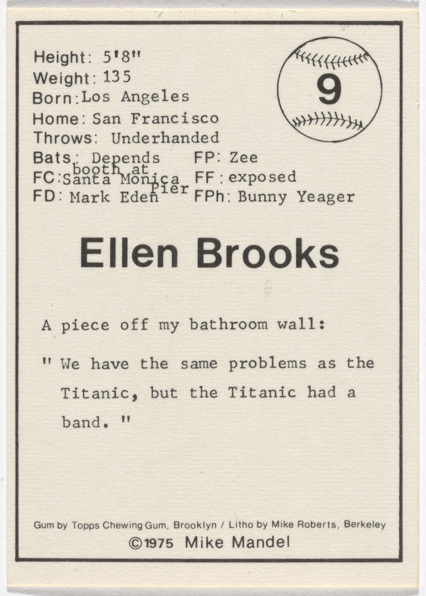 Michael Mandel. Untitled (Baseball photographer trading cards). 1975 | MoMA