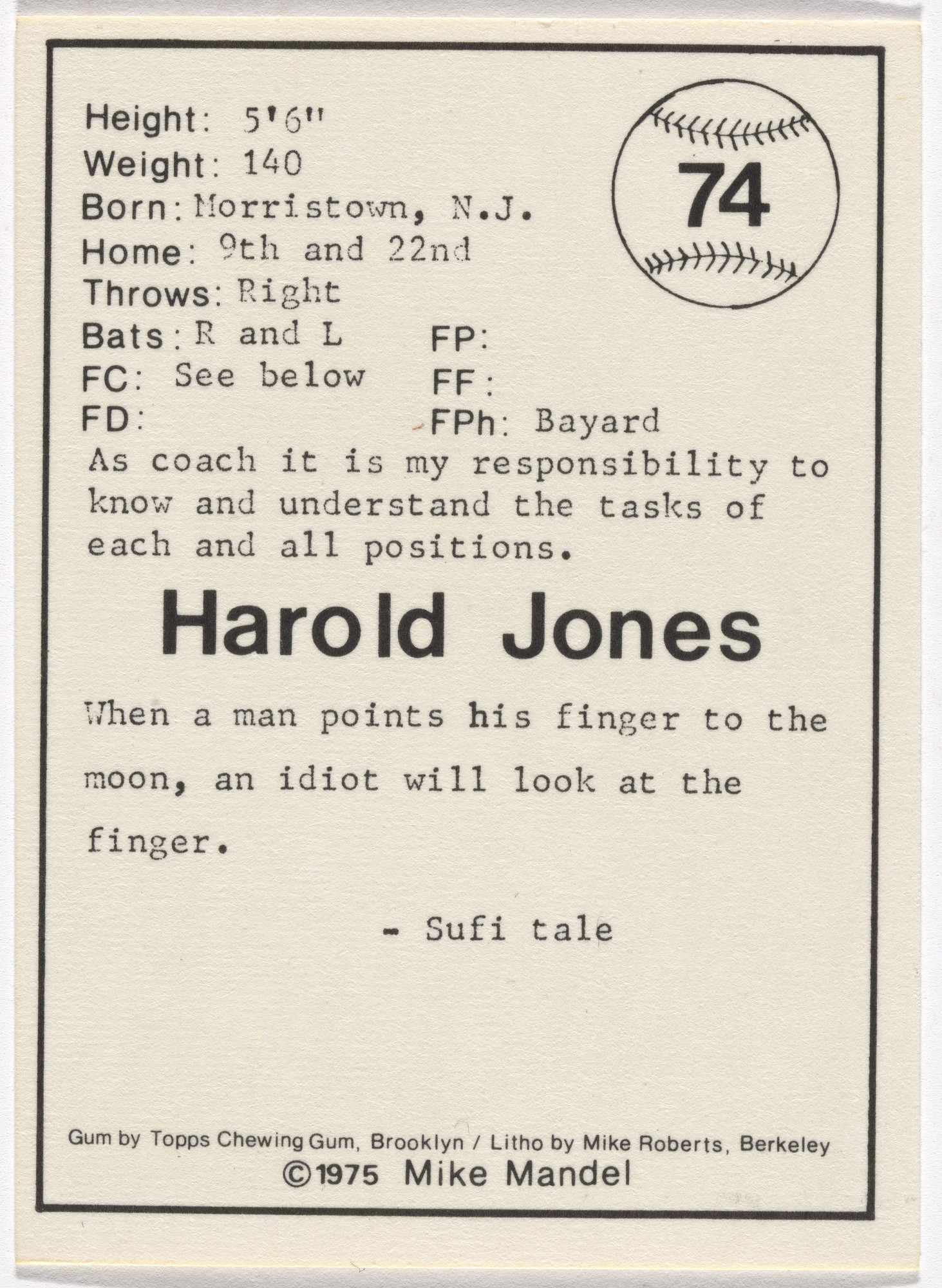 Michael Mandel. Untitled (Baseball photographer trading cards). 1975 | MoMA