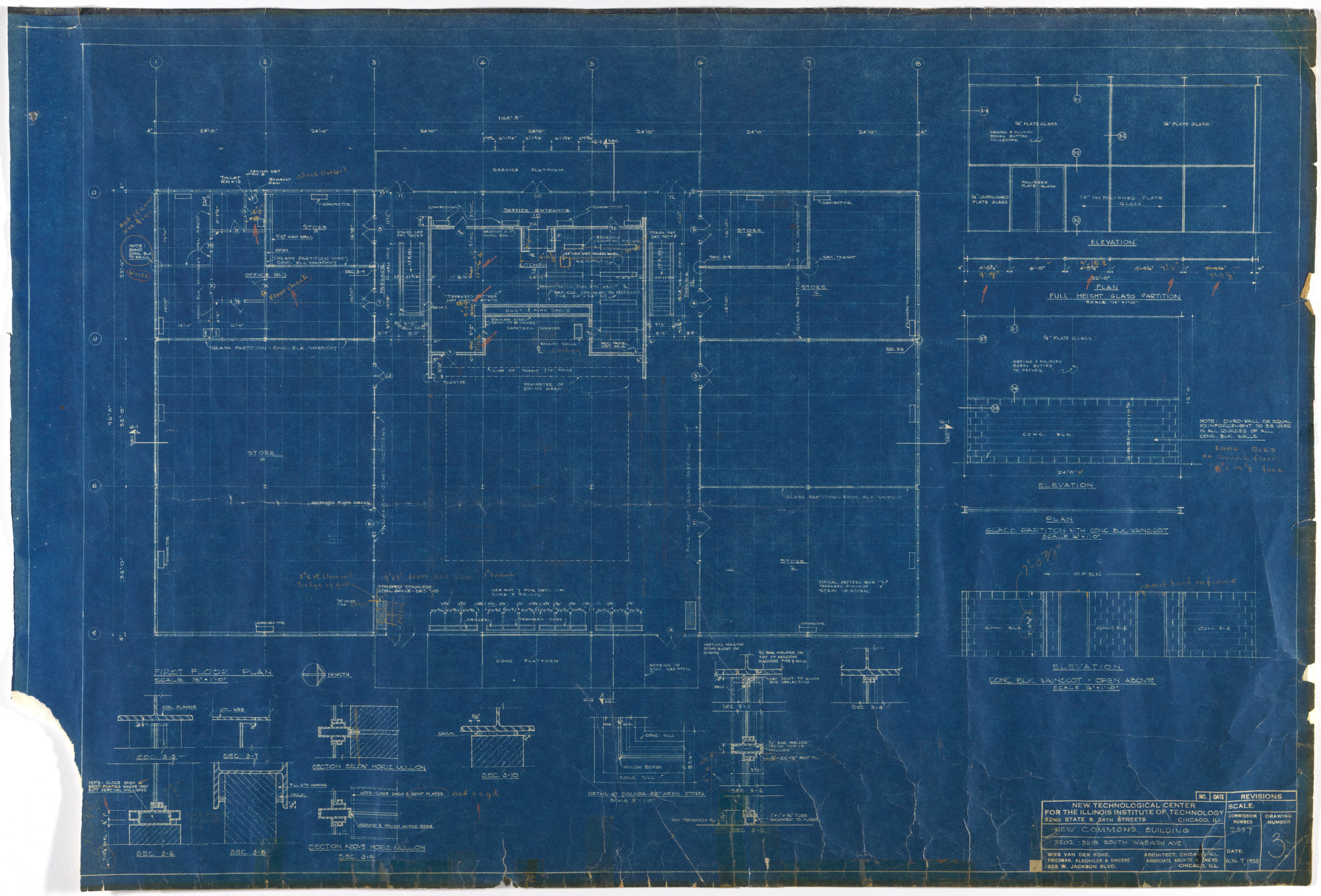 Ludwig Mies van der Rohe. IIT Commons Building, Chicago, IL (Plans ...