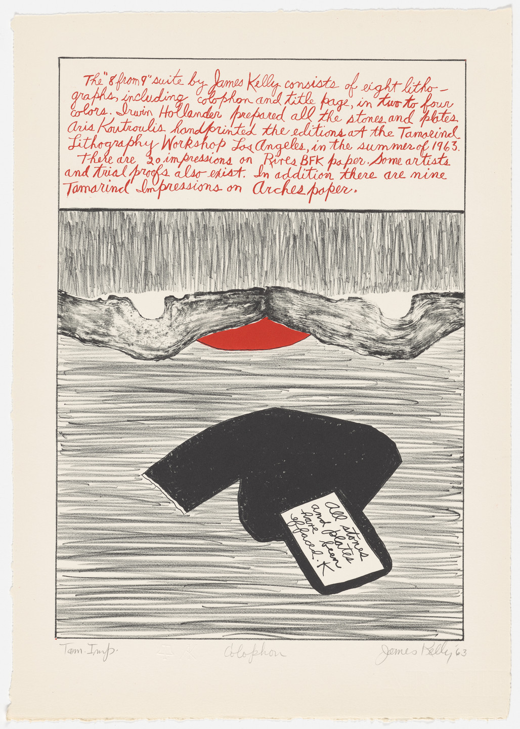 James Kelly. Colophon page from the portfolio 8 from 9. 1963 | MoMA