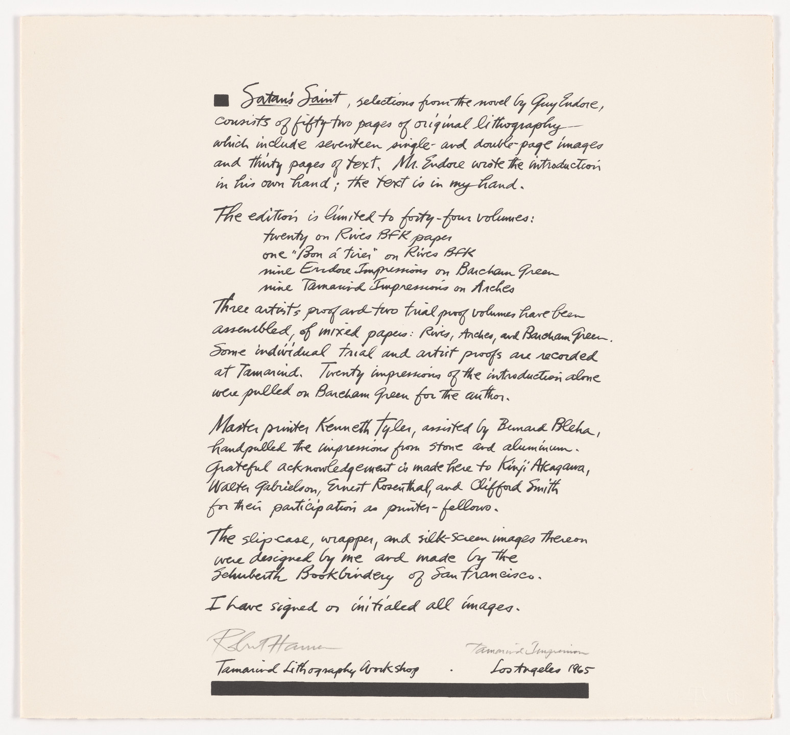 Robert Hansen. Plate (page 51) from Selections from Satan's Saint. 1964 ...