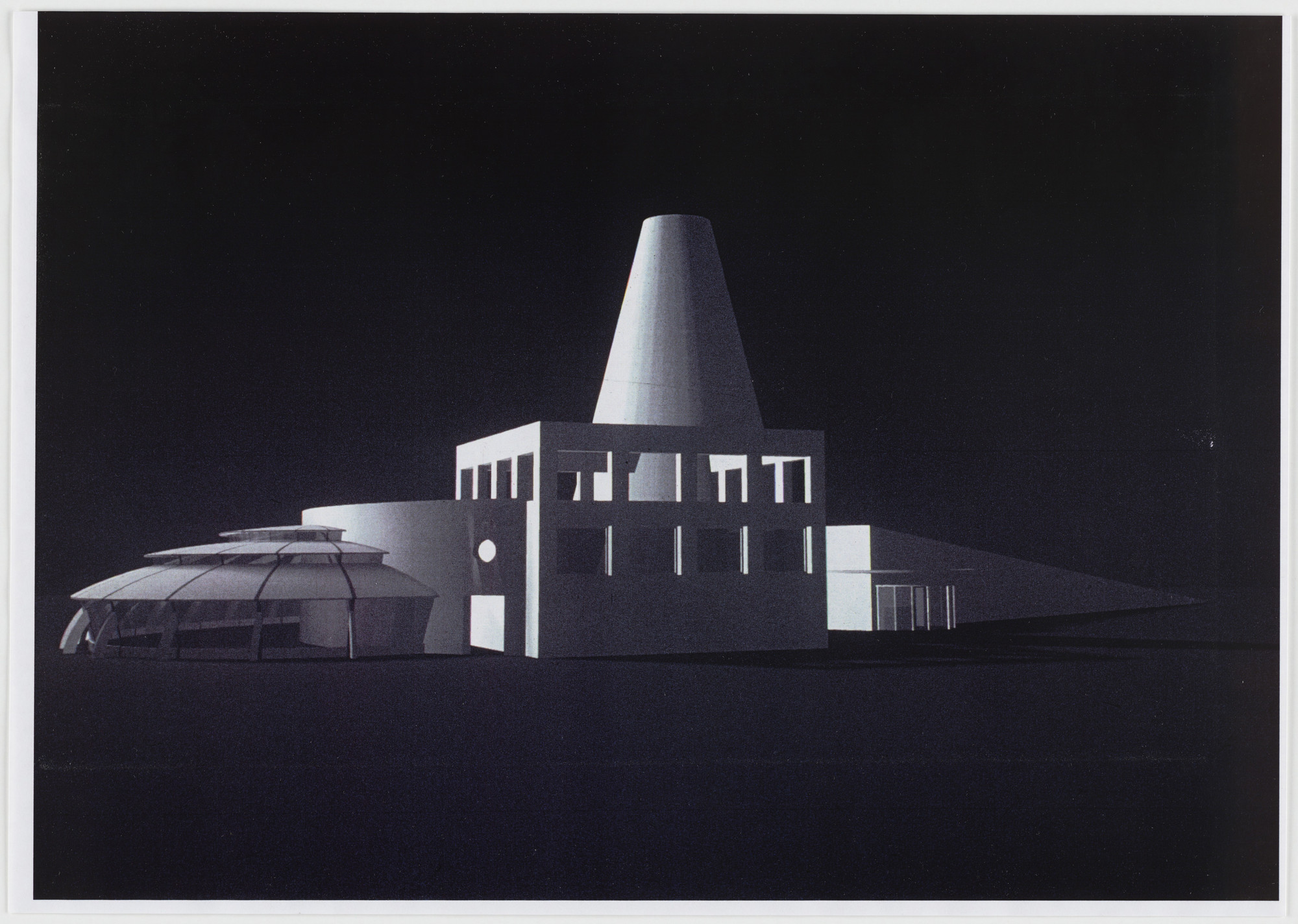 Mario Bellini. Motorway Service Station Project, Exterior perspective ...