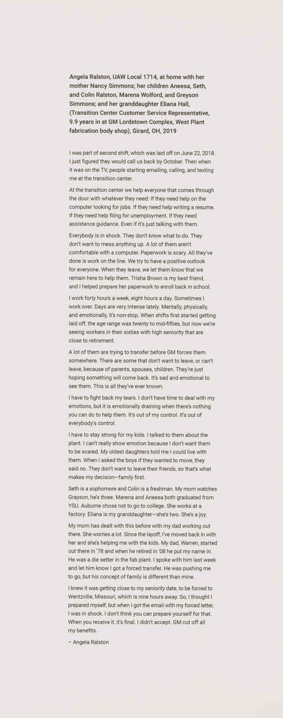 LaToya Ruby Frazier. Text. 2019 | MoMA