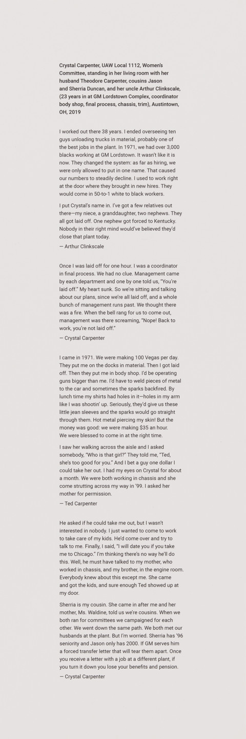 LaToya Ruby Frazier. Text. 2019 | MoMA