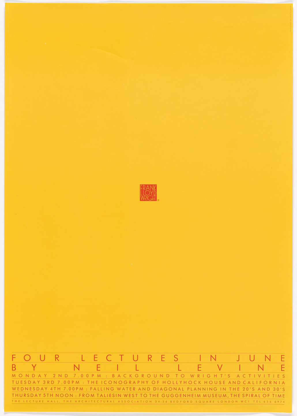 Mervyn Kurlansky. Frank Lloyd Wright - Four Lectures In June by Neil ...