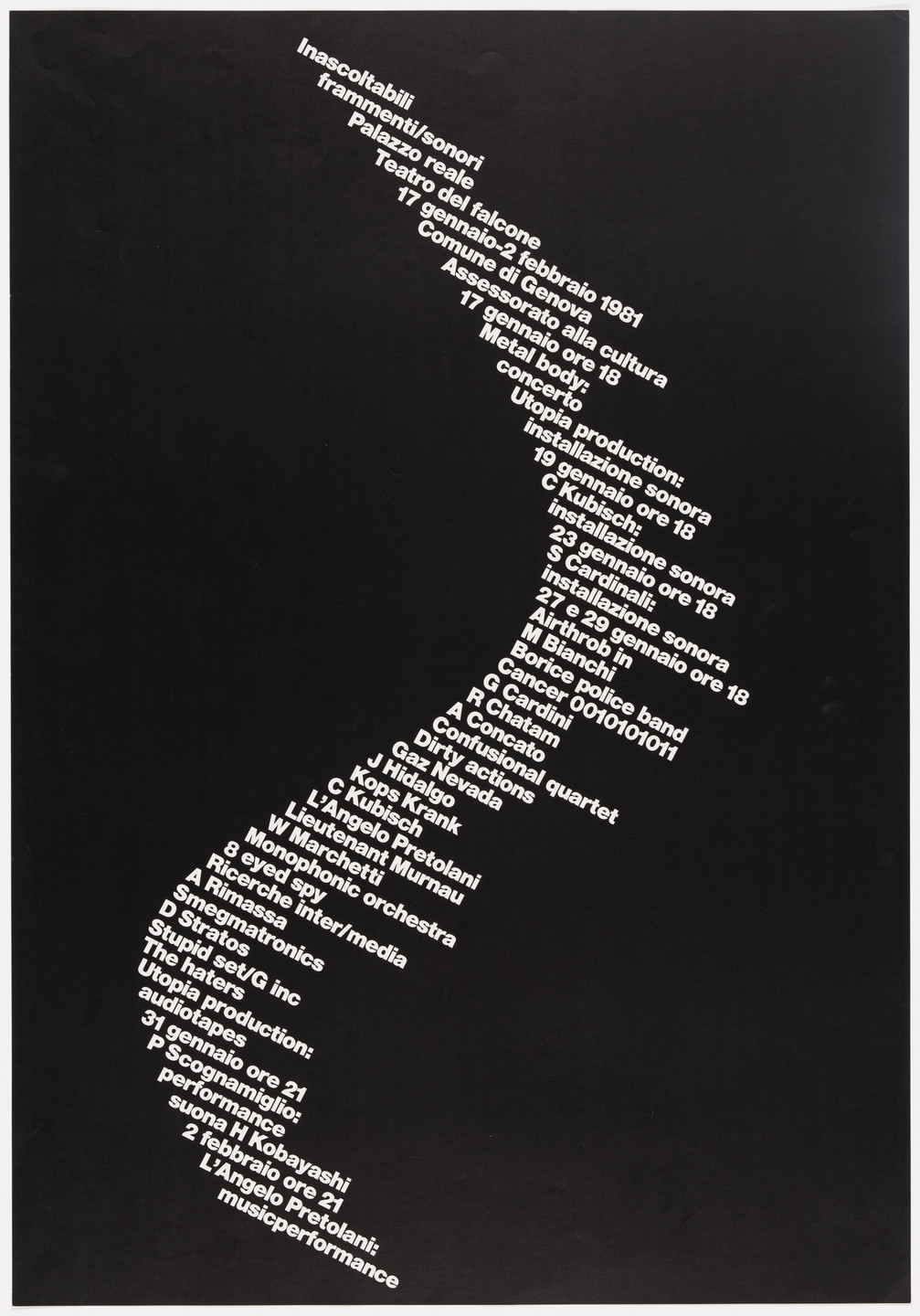A. G. Fronzoni. Inascoltabili Frammenti/Sonori. 1981 | MoMA