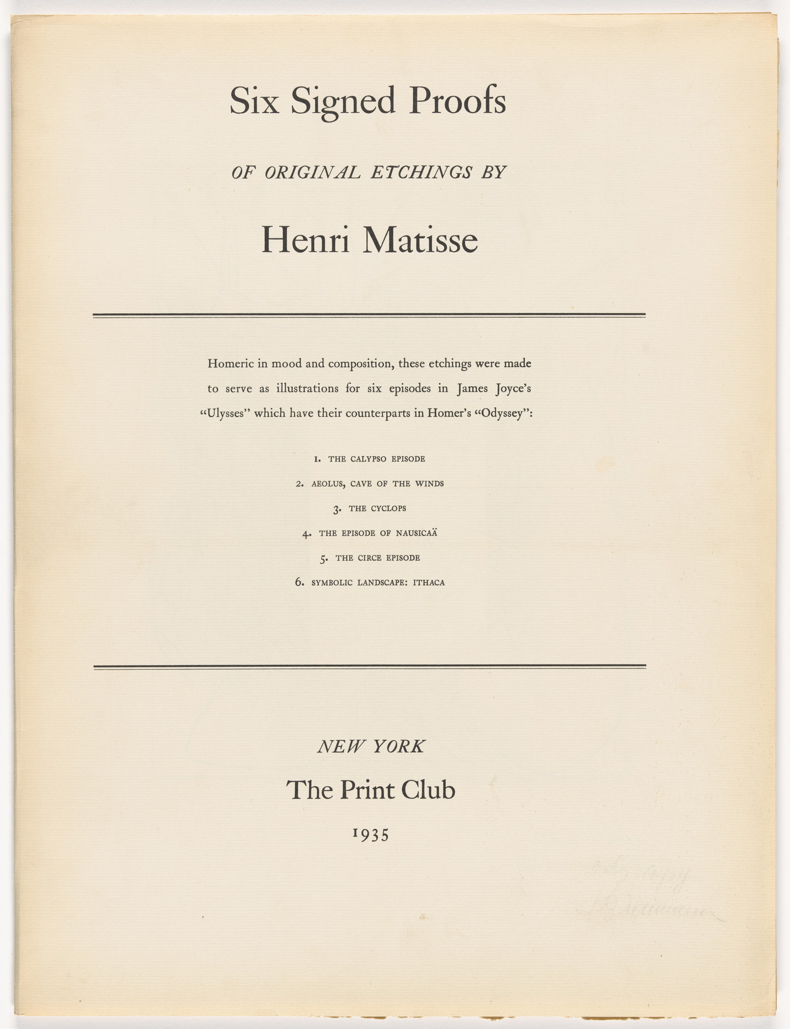 Henri Matisse. Ulysses. 1934, published 1935 | MoMA