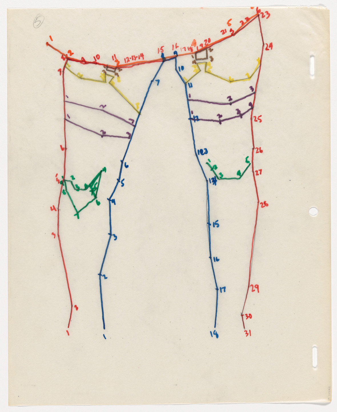 Rebecca Allen. Girl Lifts Skirt (Preparatory drawing). 1974 | MoMA