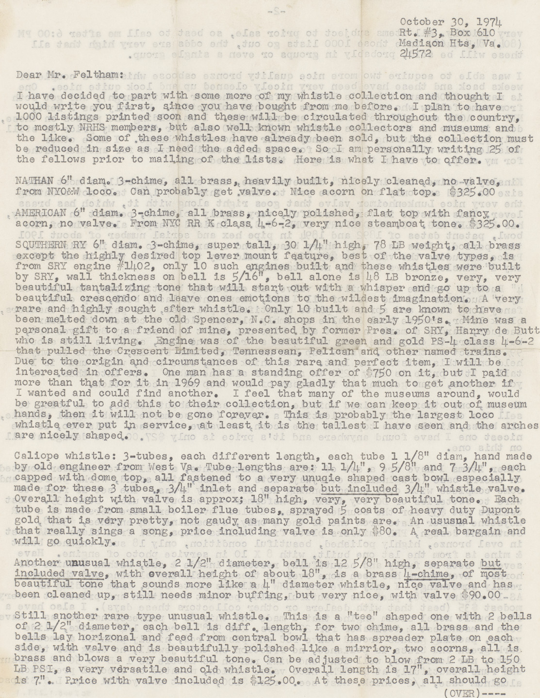 L. G. Simpson. Letter to David Felthman. 1974 | MoMA