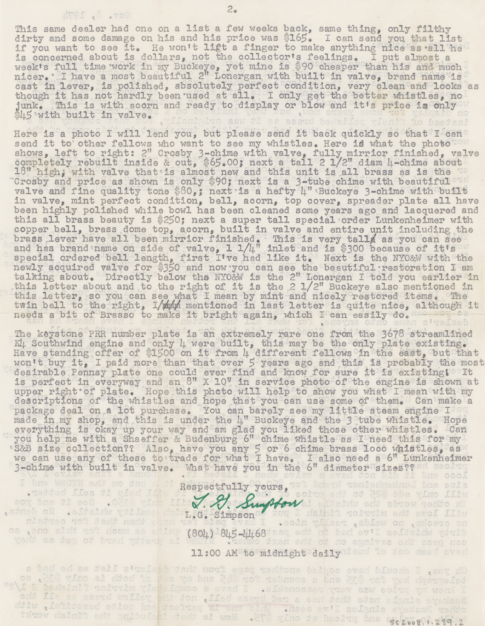 L. G. Simpson. Letter to David Felthman. 1974 | MoMA