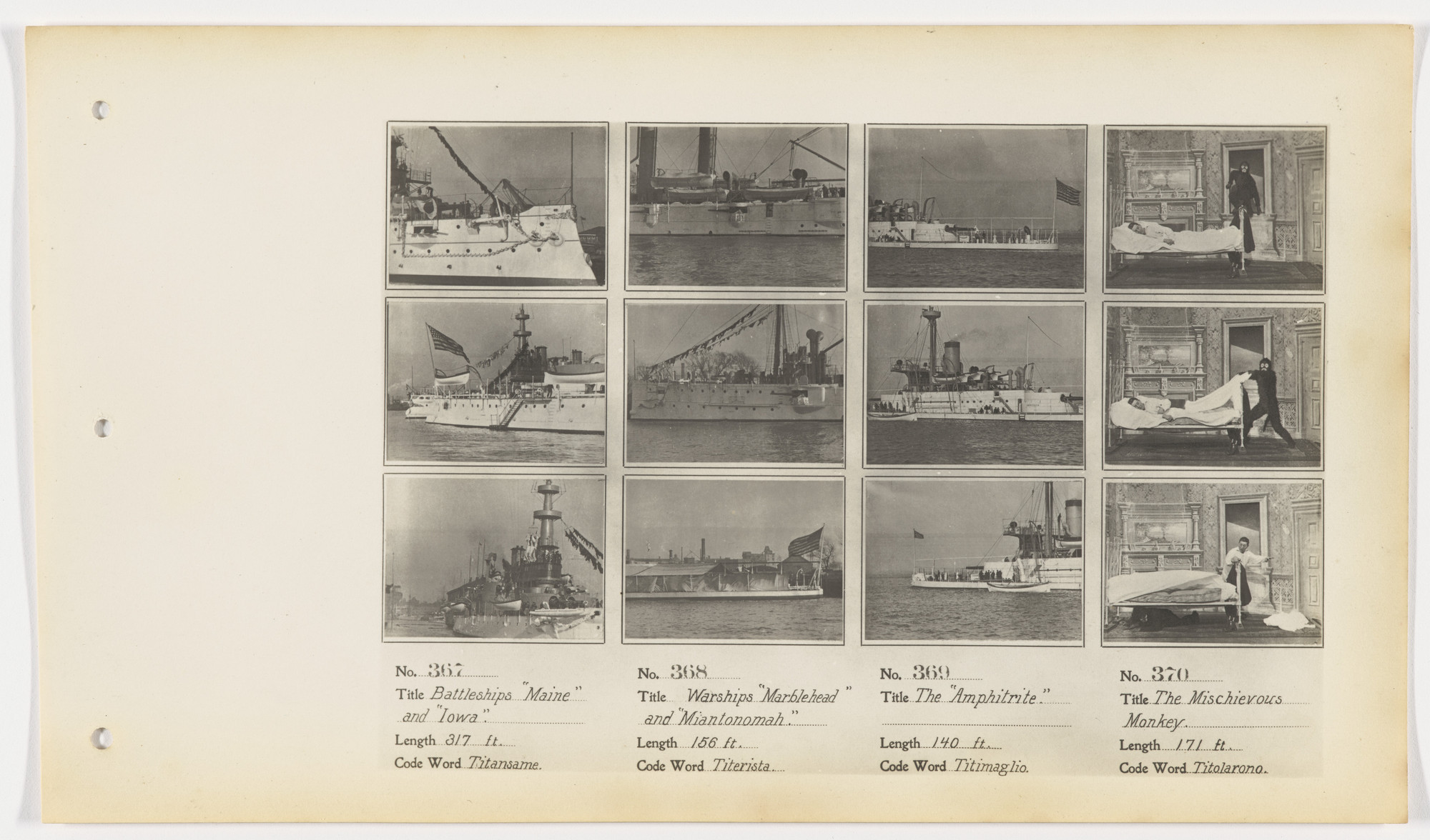 American Mutoscope and Biograph Company. 367. Battleships “Maine” and ...