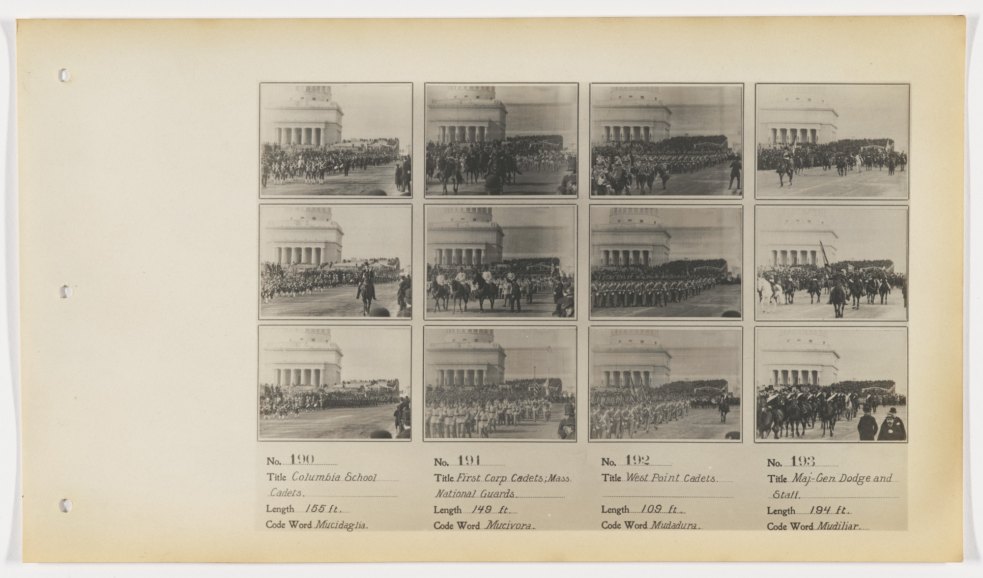 American Mutoscope and Biograph Company. 190. Columbia School Cadets ...