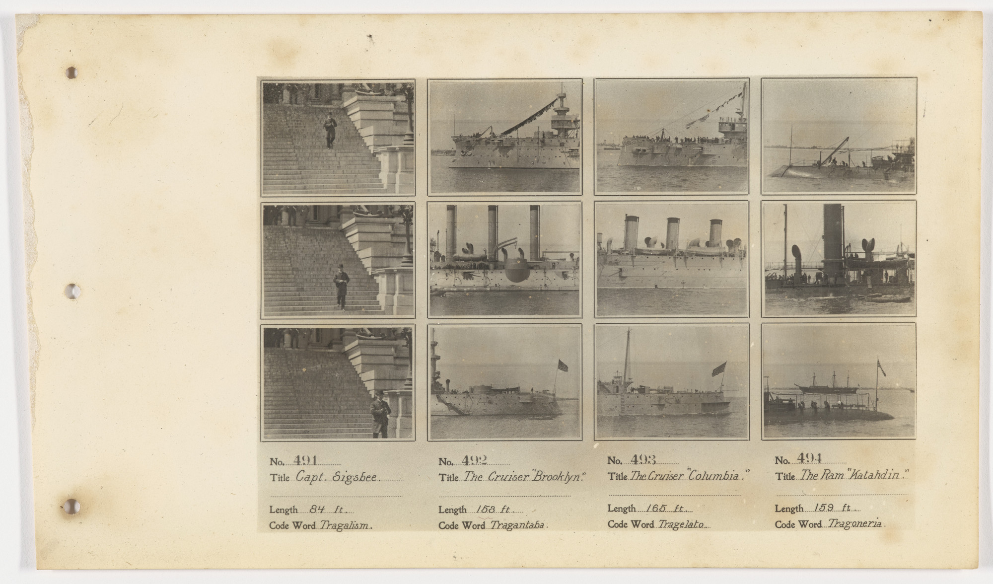 American Mutoscope and Biograph Company. 491. Capt. Sigsbee 492. The ...